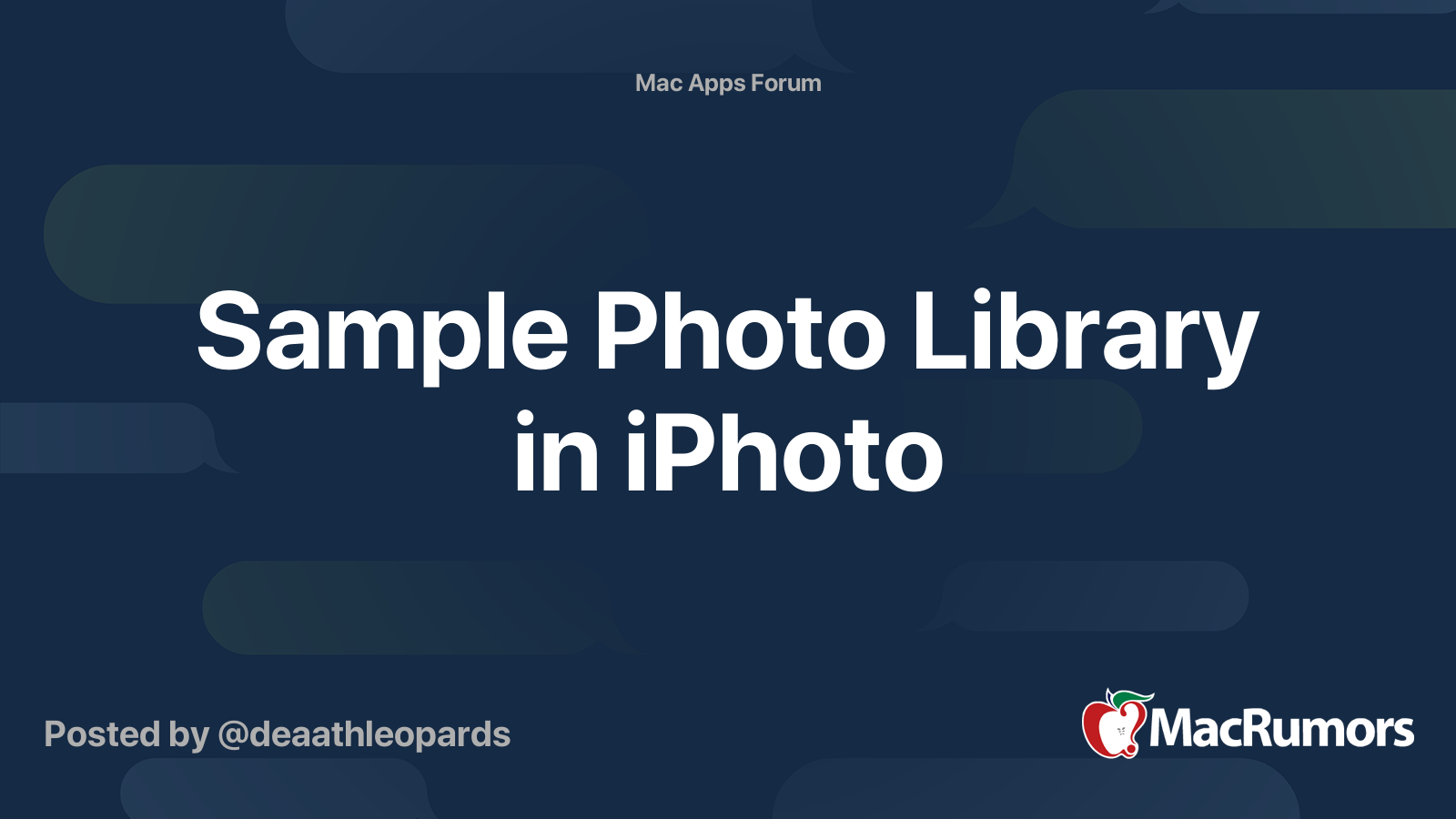 Sample Photo Library in iPhoto | MacRumors Forums