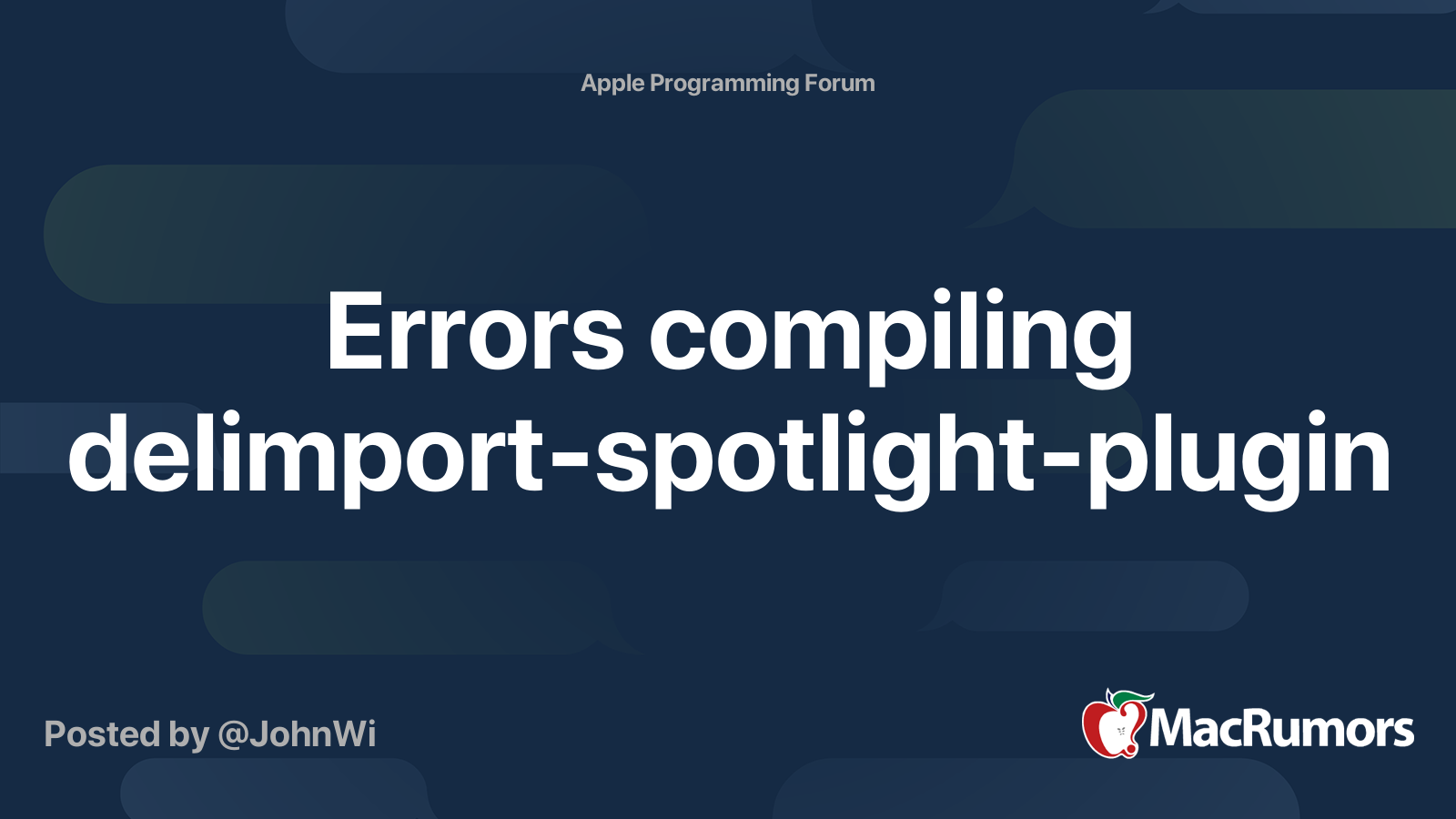 Errors compiling delimport-spotlight-plugin | MacRumors Forums