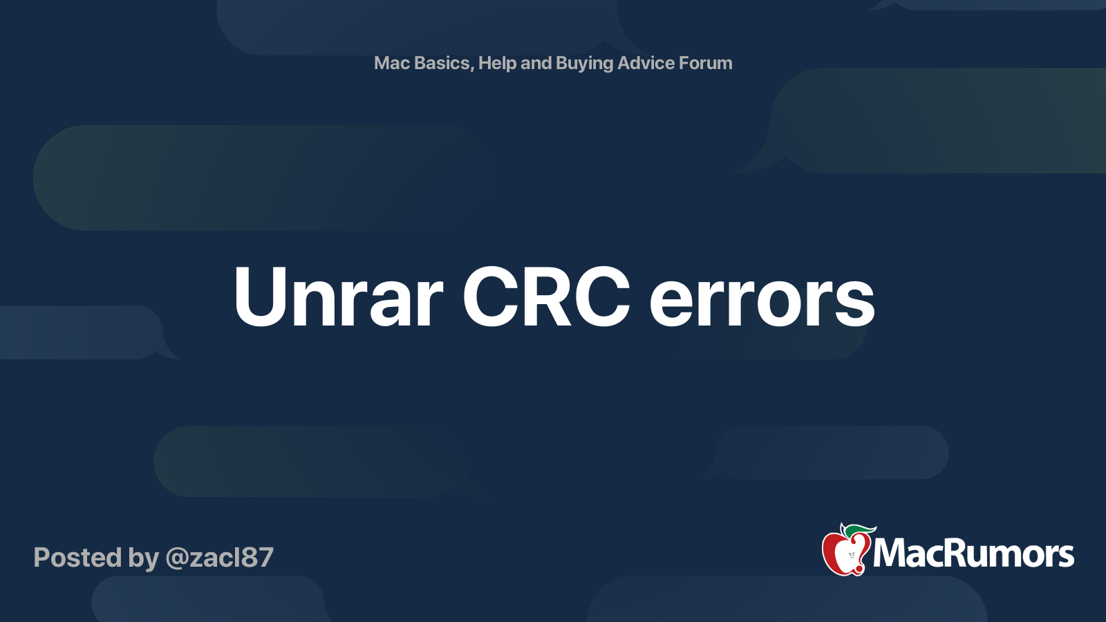 Unrar CRC errors | MacRumors Forums