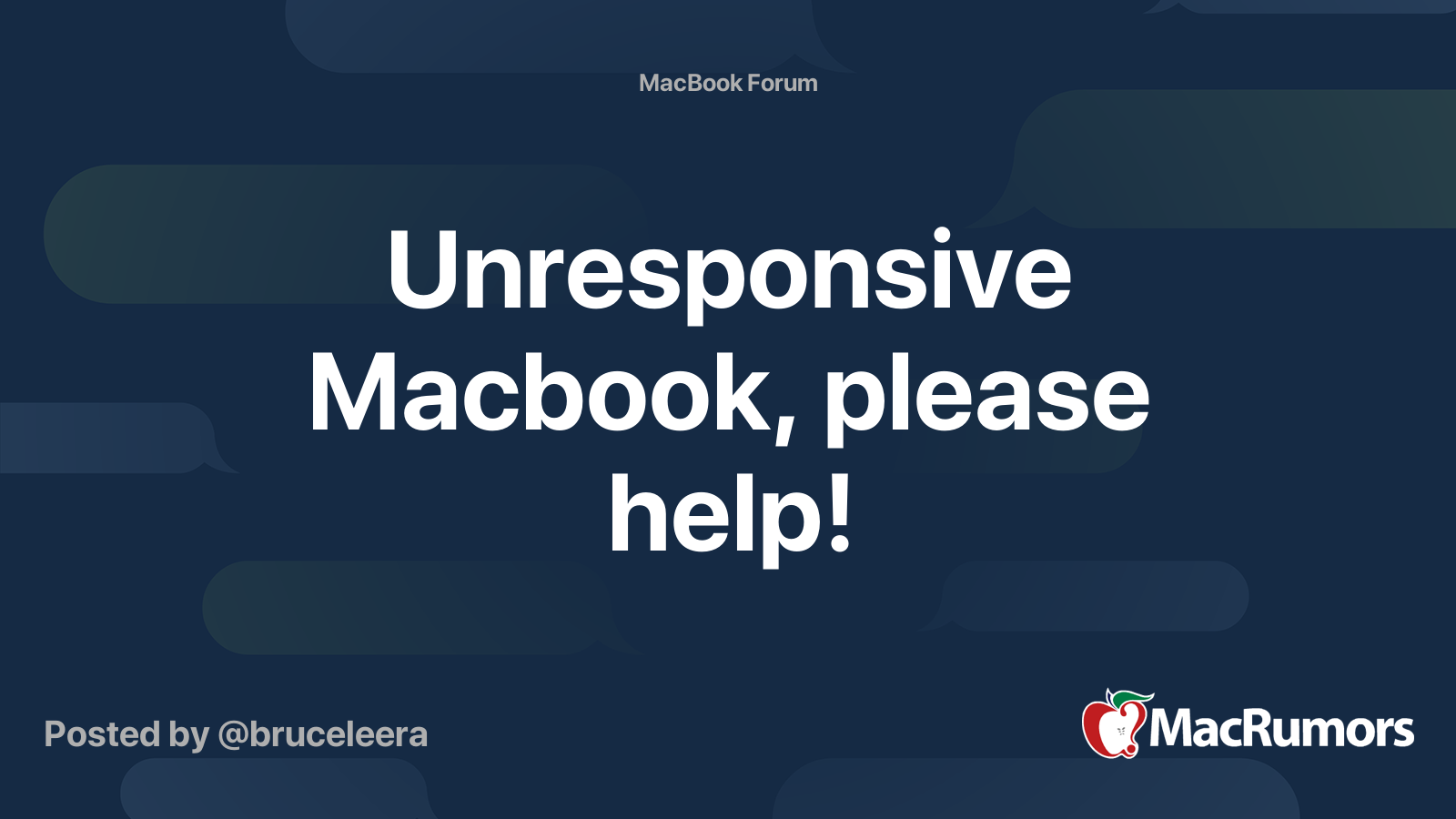 Unresponsive Macbook, please help! | MacRumors Forums