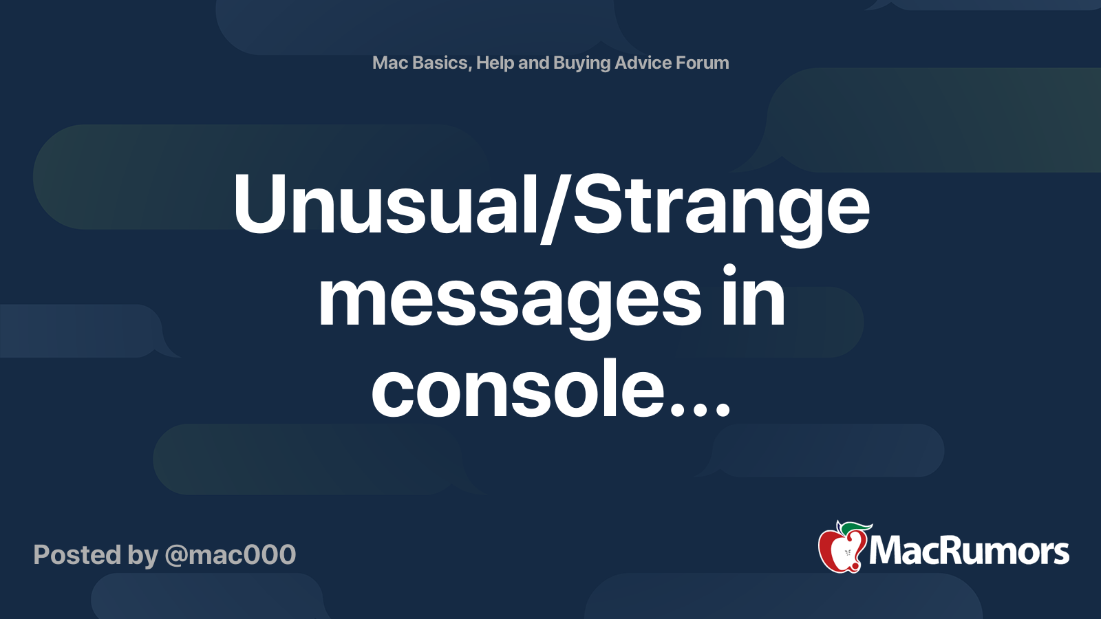 Unusual/Strange messages in console... | MacRumors Forums