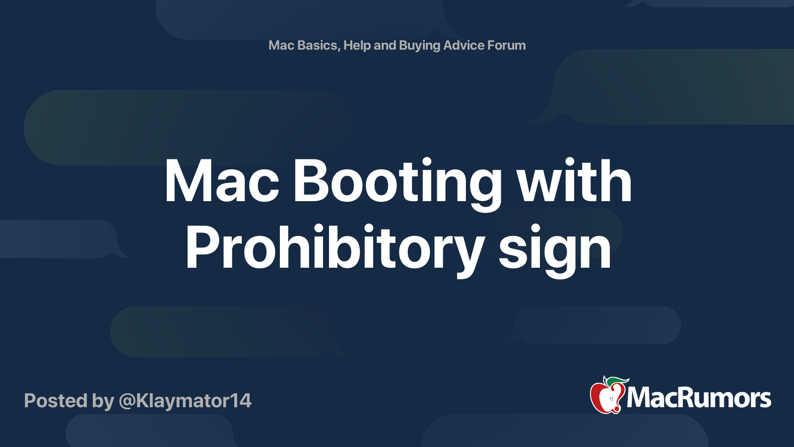 Mac Booting with Prohibitory sign | MacRumors Forums