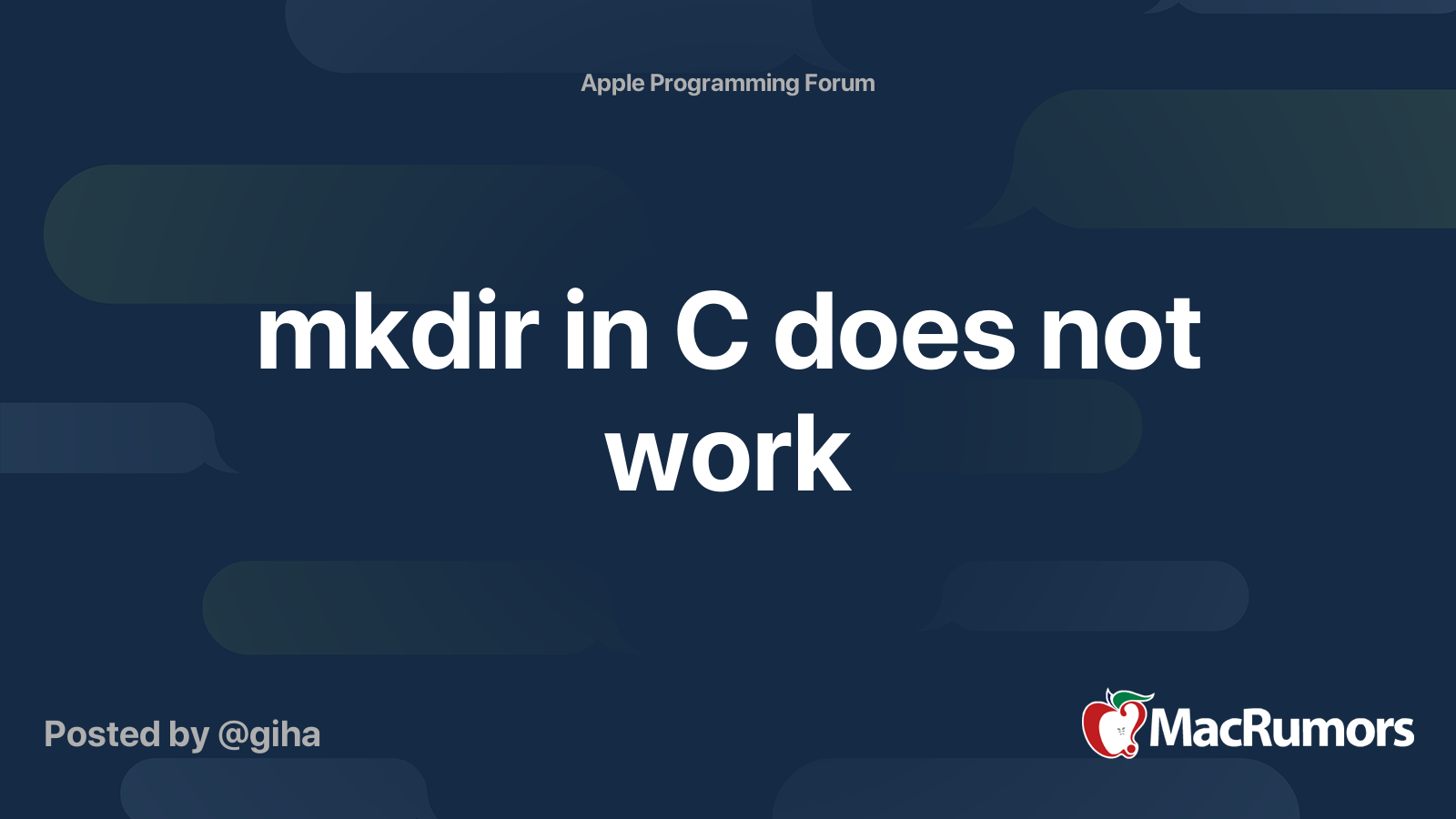 Mkdir In C Does Not Work Macrumors Forums