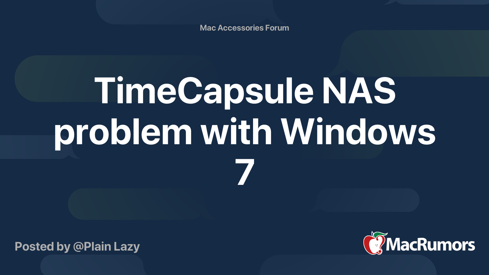 TimeCapsule NAS problem with Windows 7 | MacRumors Forums