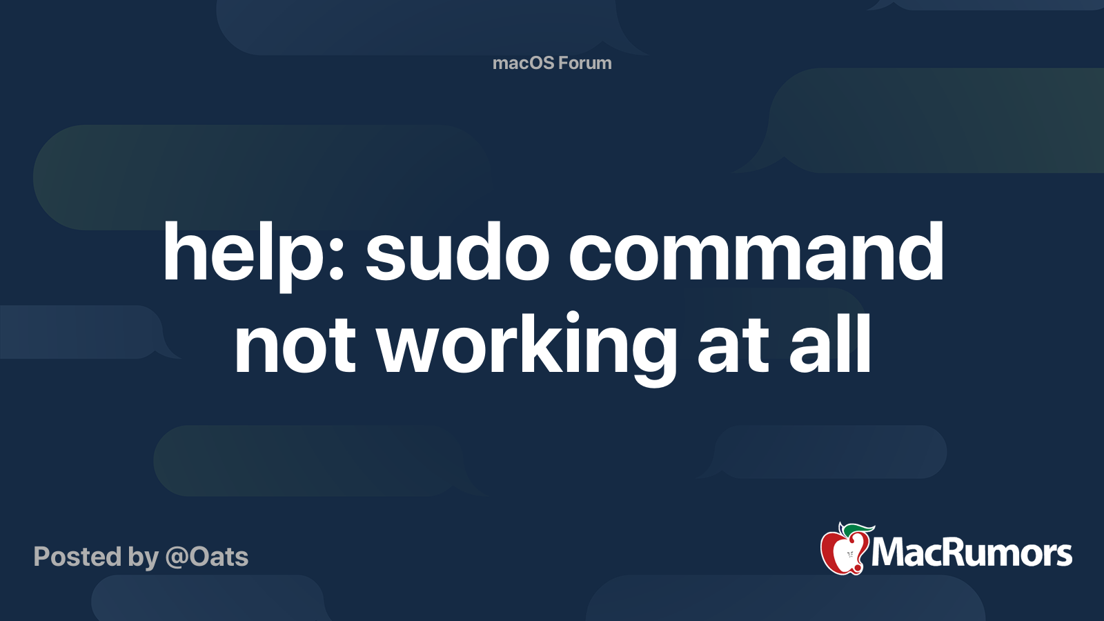 Help Sudo Command Not Working At All Macrumors Forums 