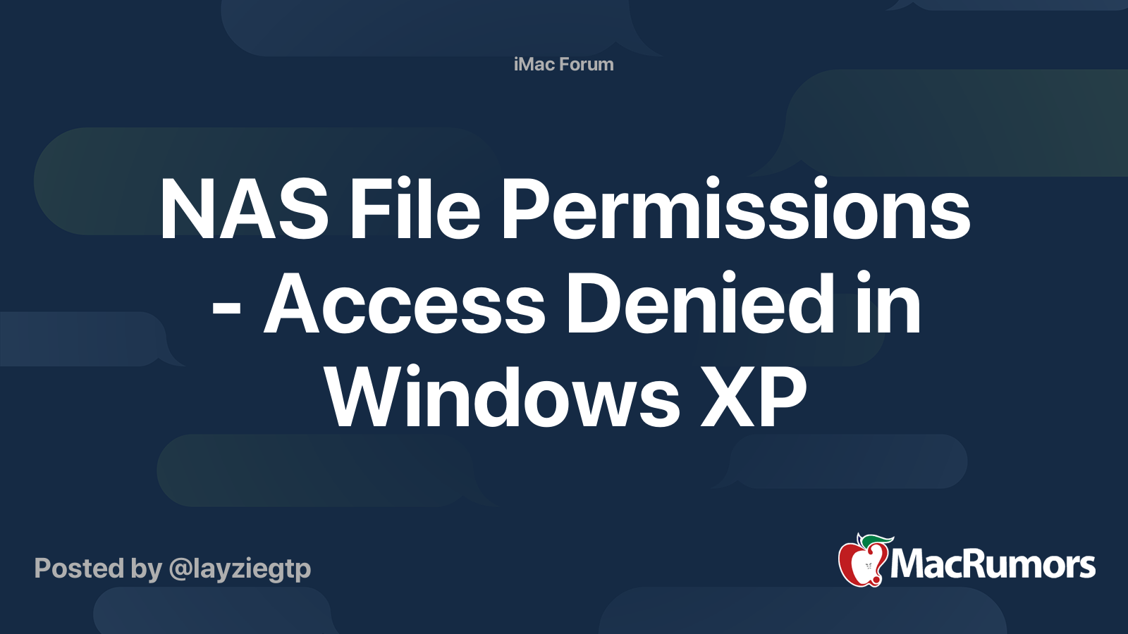 NAS File Permissions - Access Denied in Windows XP | MacRumors Forums
