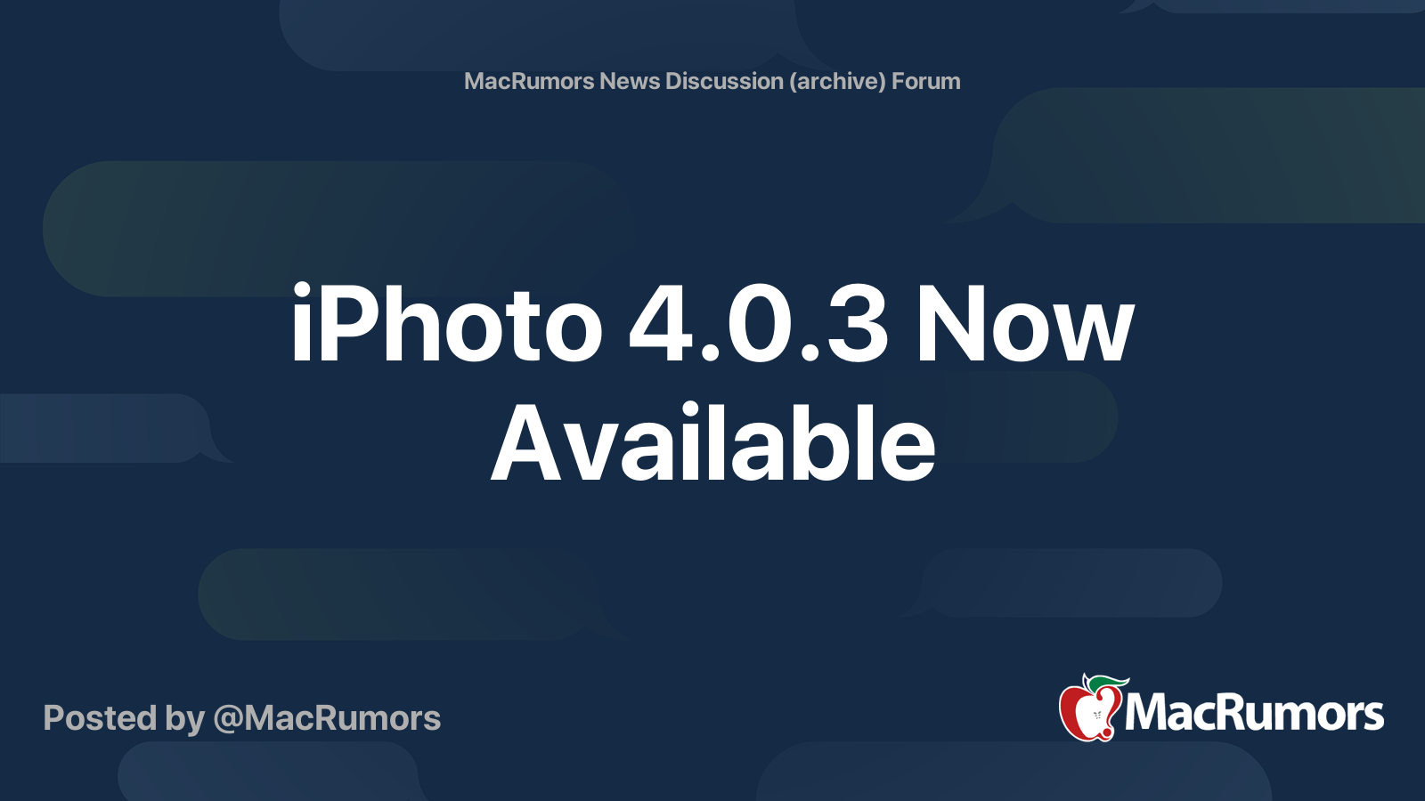 iPhoto 4.0.3 Now Available | MacRumors Forums