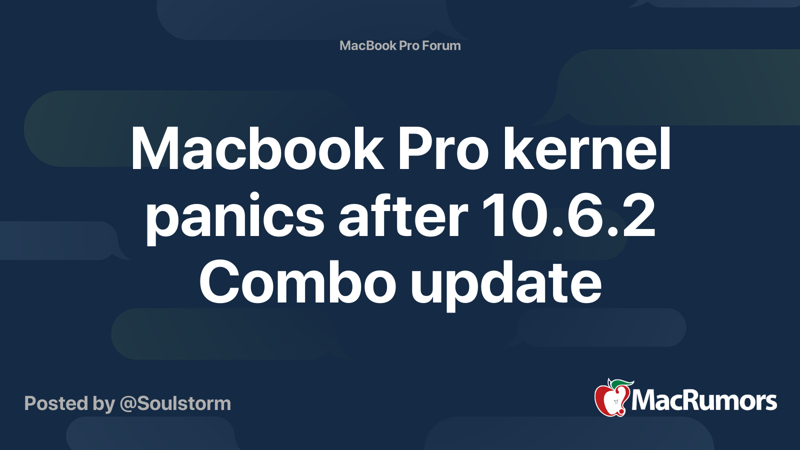 Macbook Pro kernel panics after 10.6.2 Combo update | MacRumors Forums