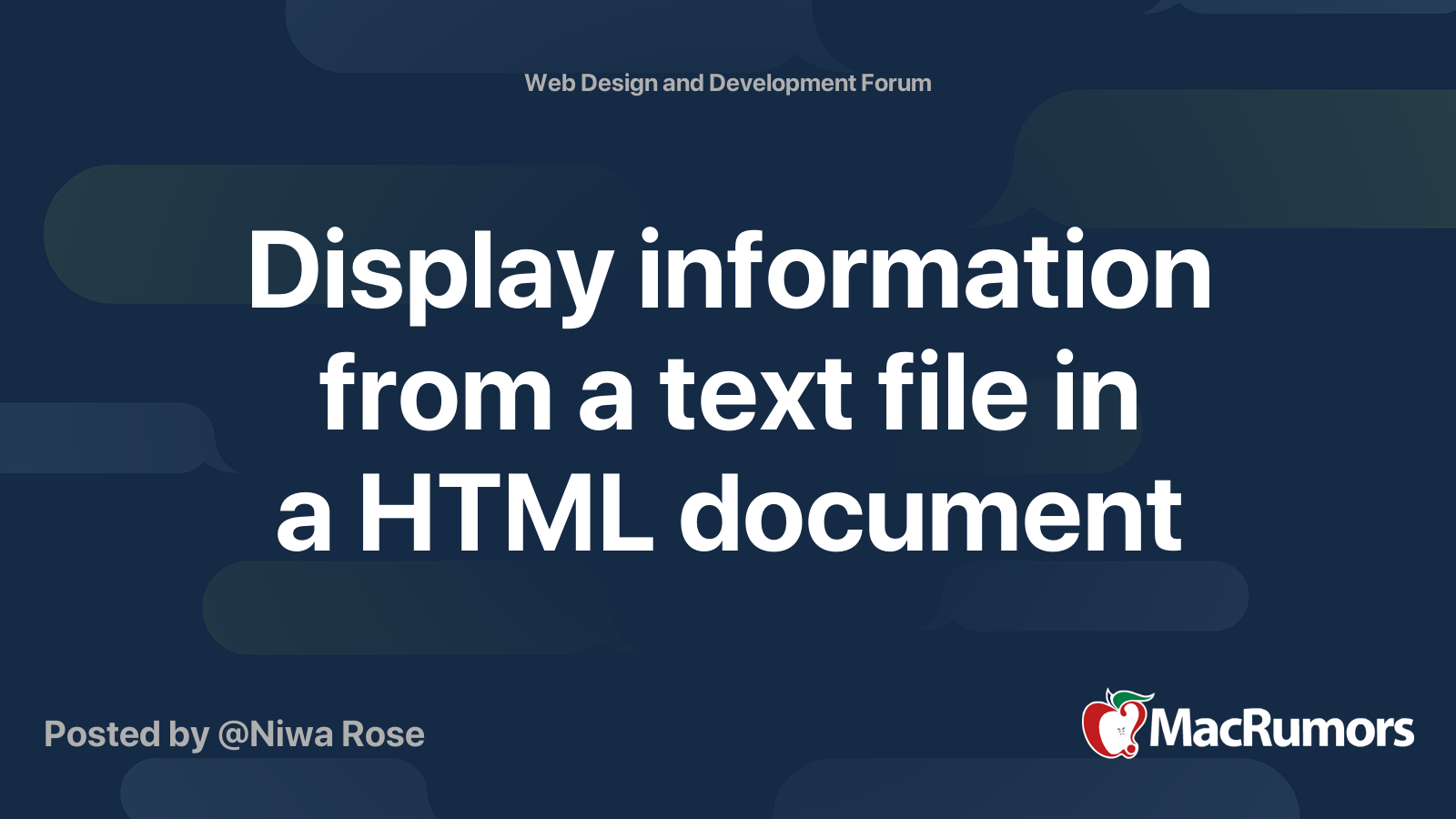 Display information from a text file in a HTML document | MacRumors Forums