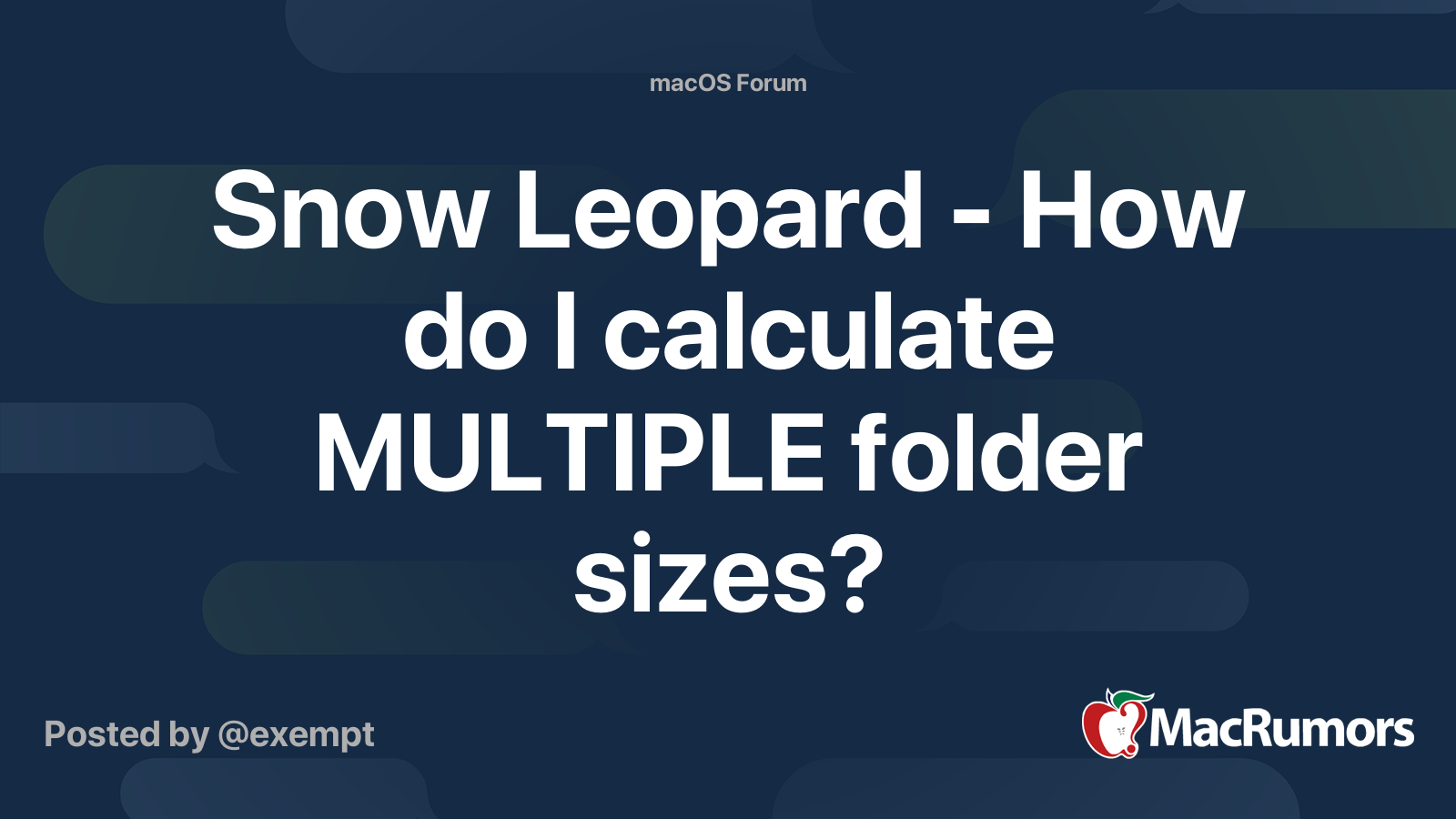 Snow Leopard - How do I calculate MULTIPLE folder sizes? | MacRumors Forums