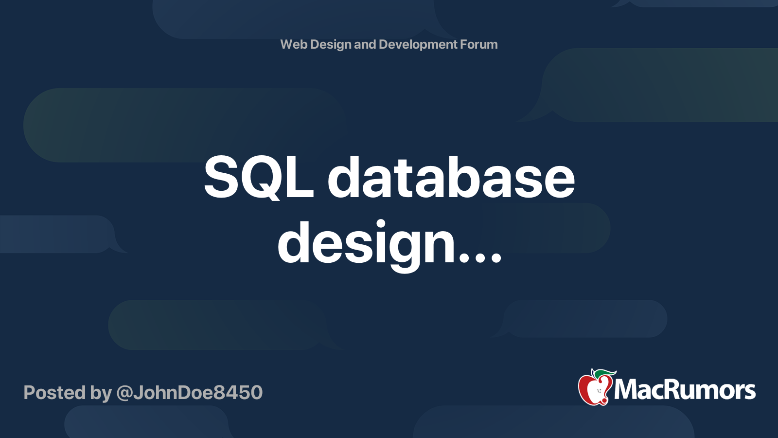SQL database design... | MacRumors Forums