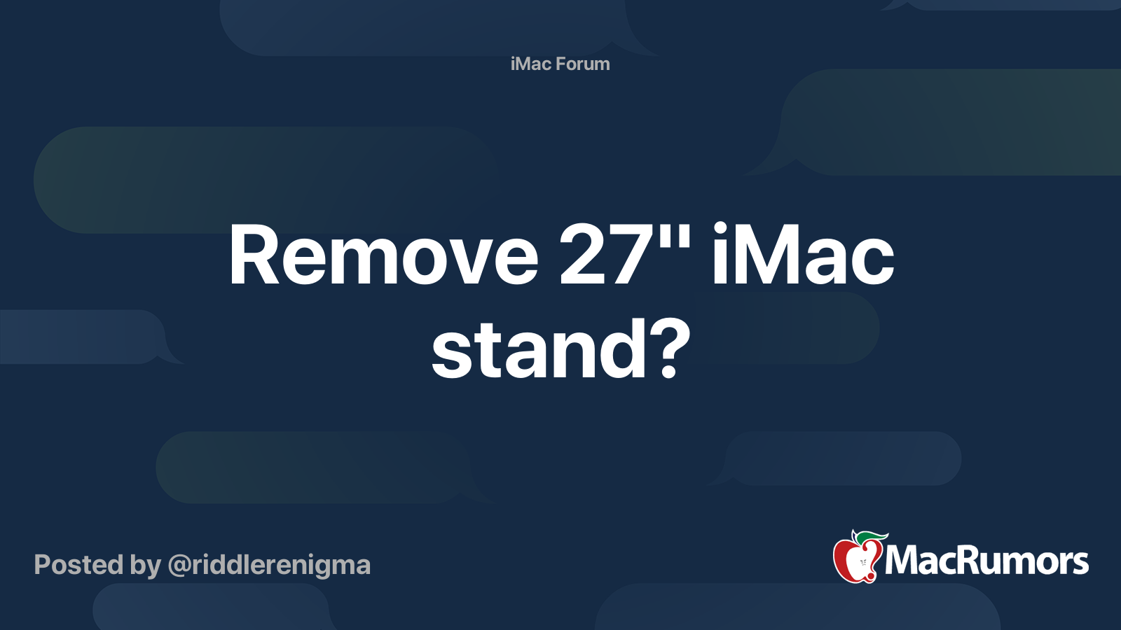 Remove 27" iMac stand? | MacRumors Forums
