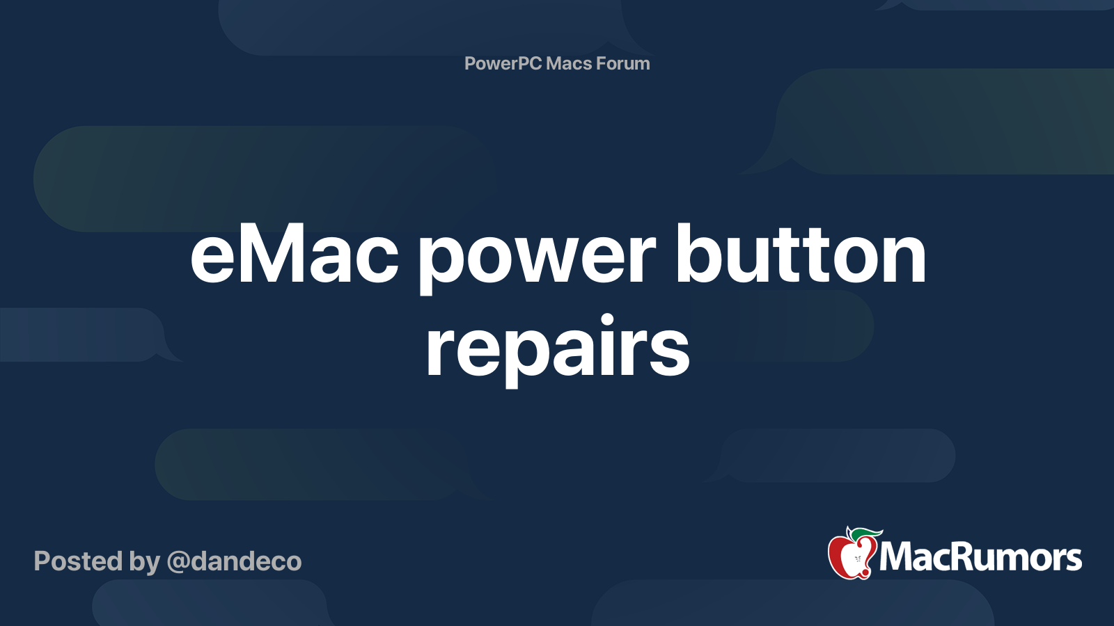 eMac power button repairs | MacRumors Forums