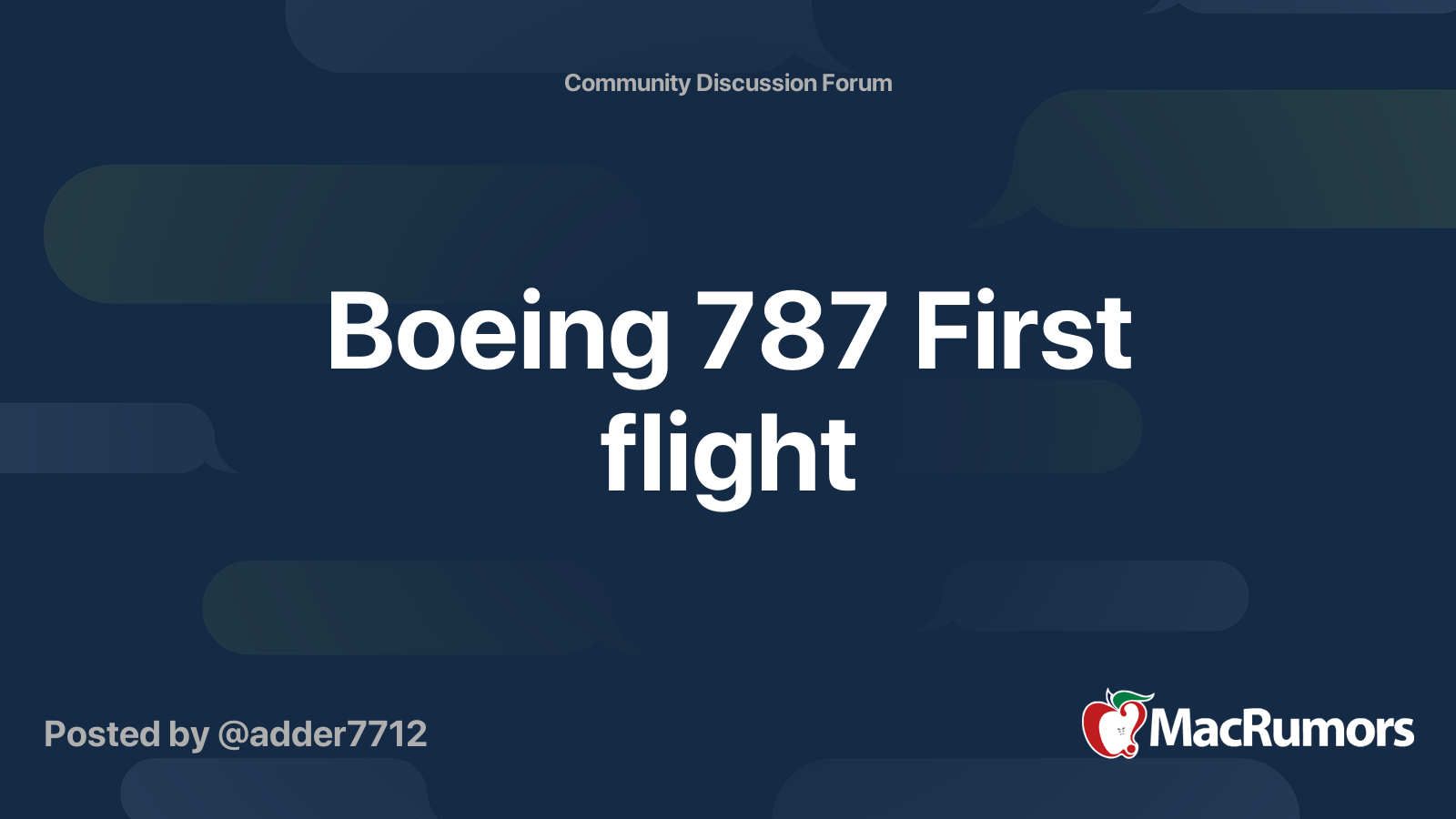 Boeing 787 First flight | MacRumors Forums