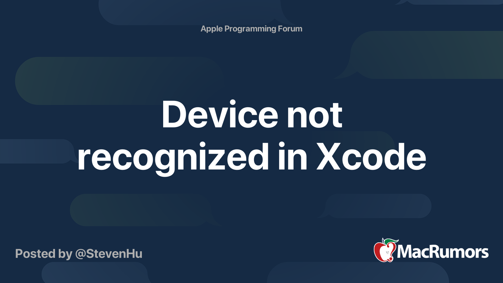 Device not recognized in Xcode | MacRumors Forums