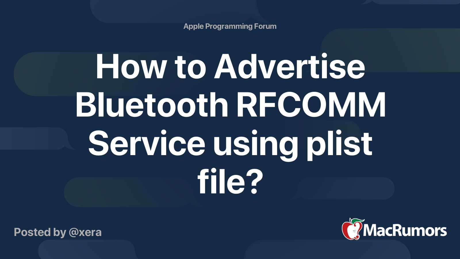 How to Advertise Bluetooth RFCOMM Service using plist file? | MacRumors Forums