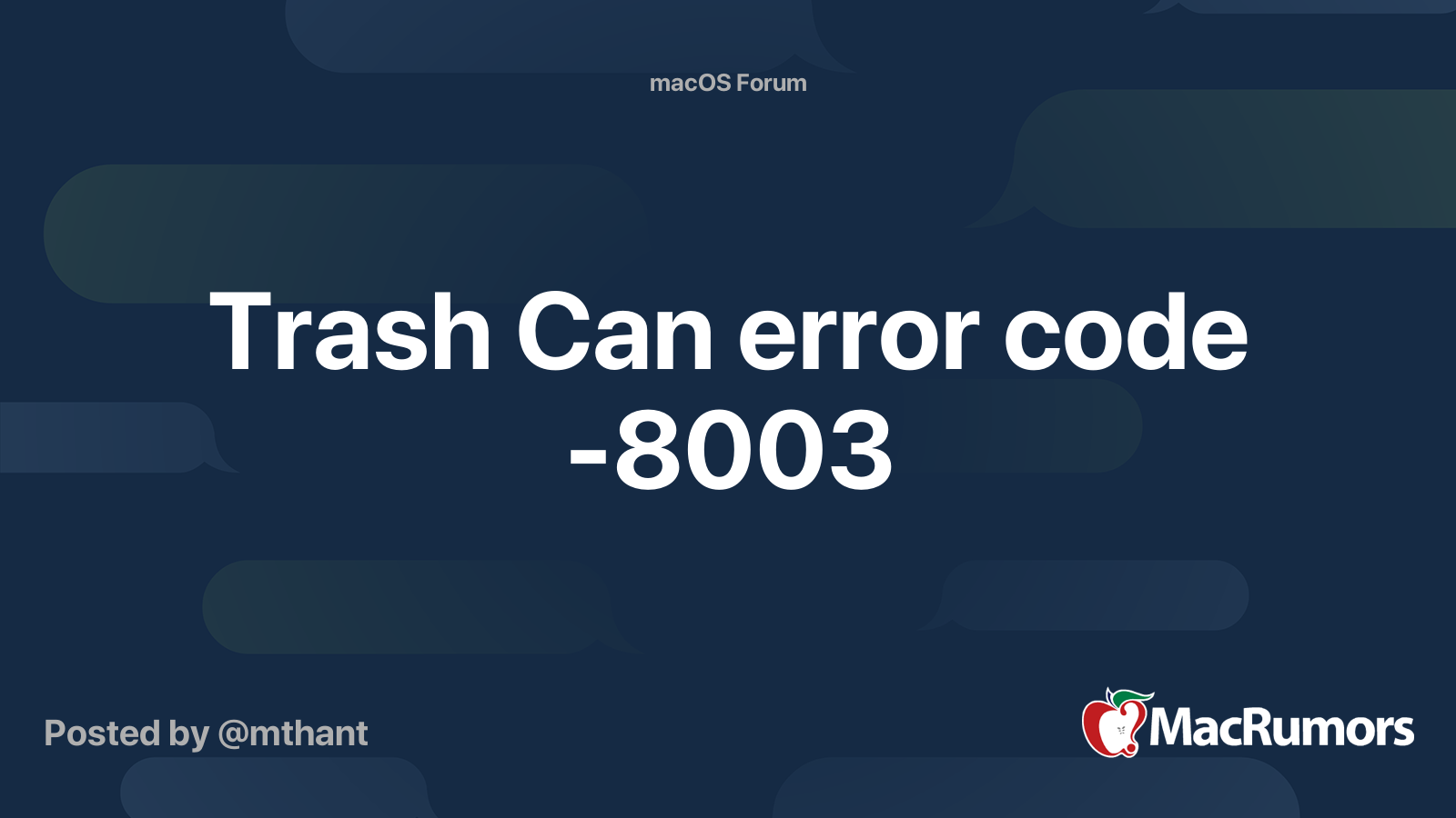 Trash Can error code -8003 | MacRumors Forums