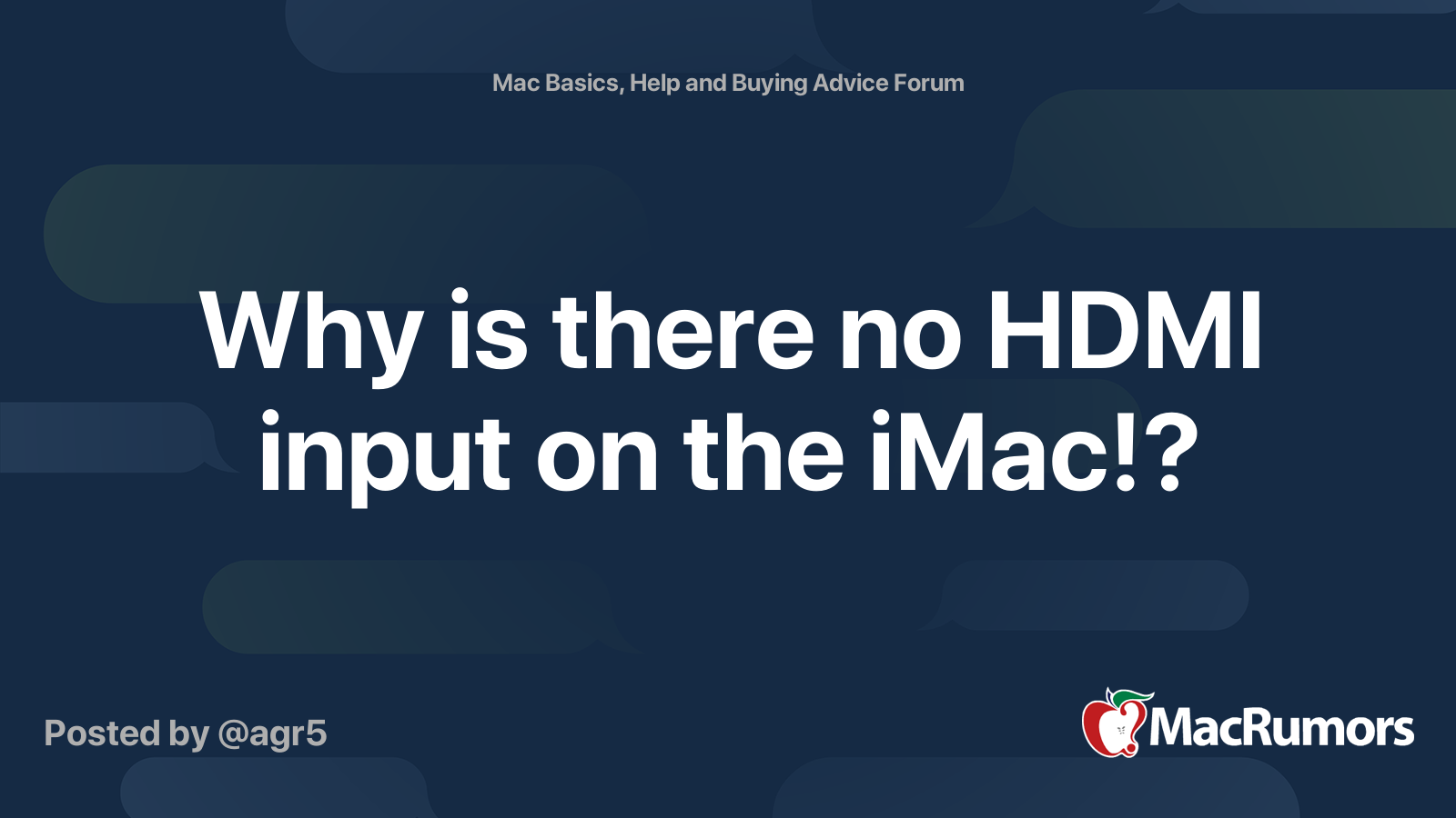 Why Is There No Hdmi Input On The Imac Macrumors Forums