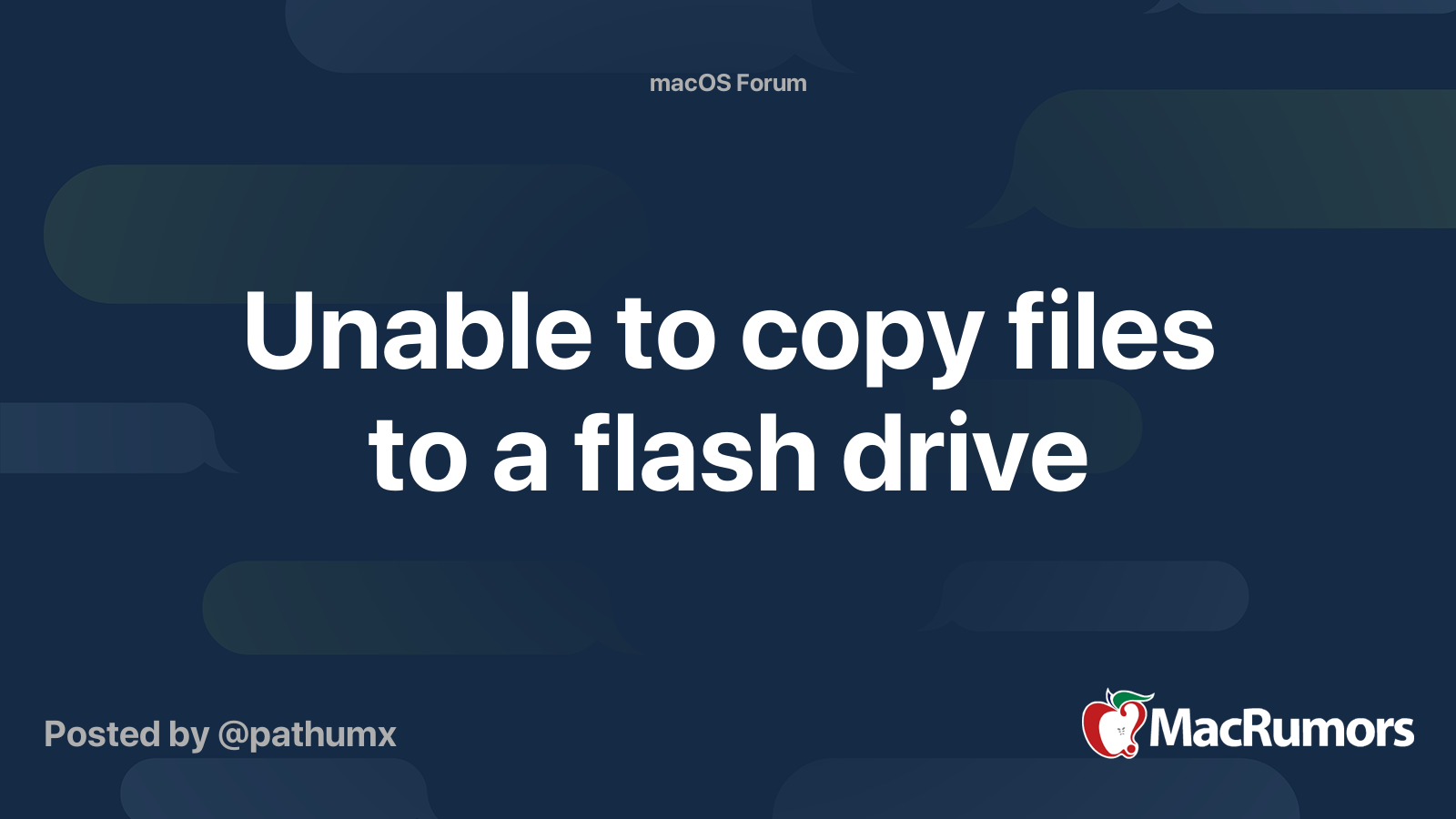 Unable To Copy Files To A Flash Drive Macrumors Forums