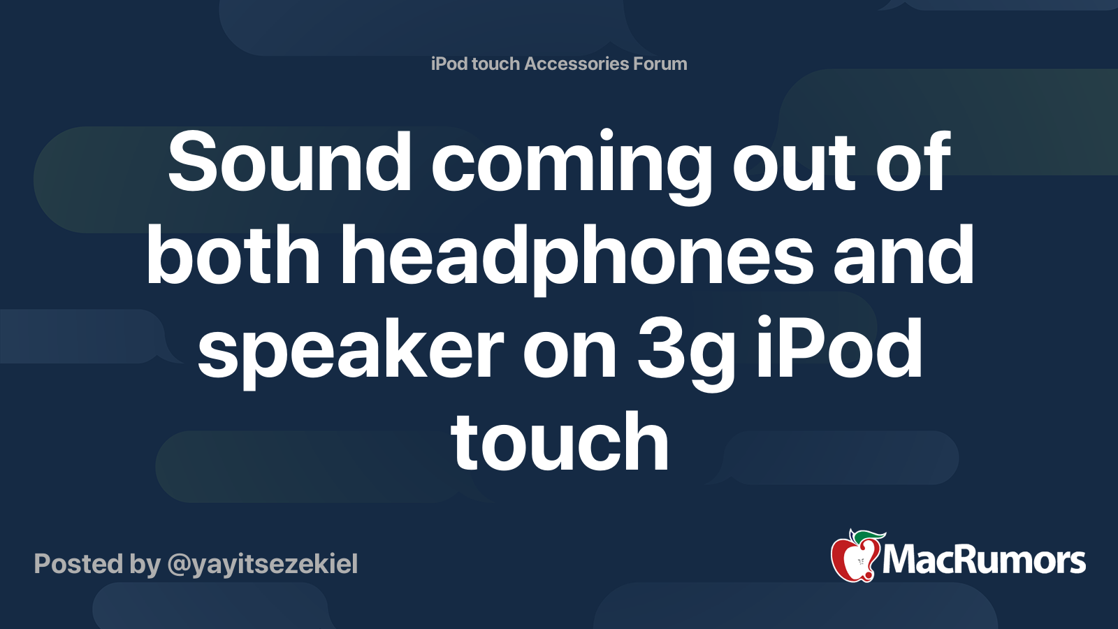 Sound coming out of both headphones and speaker on 3g iPod touch ...