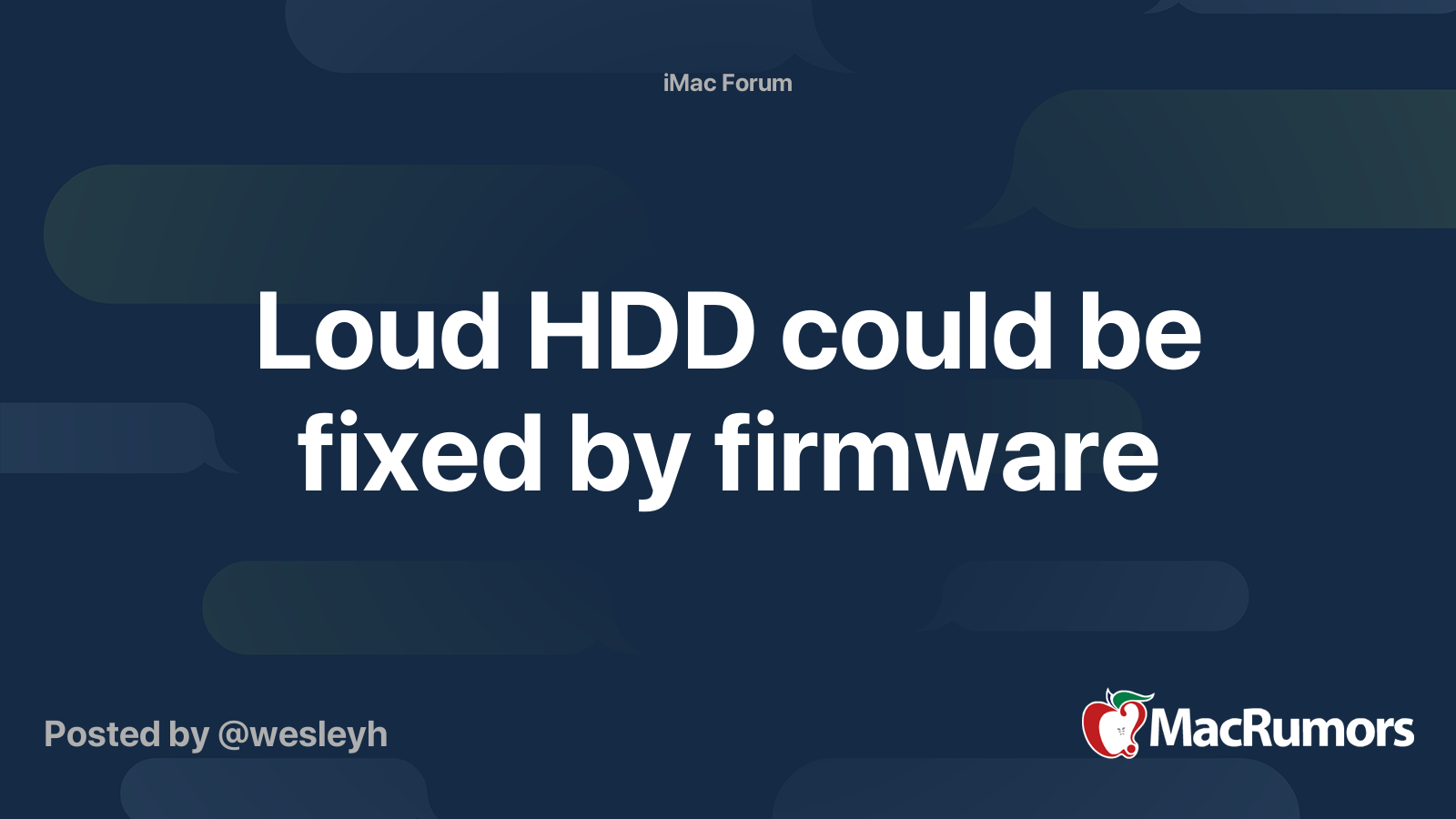 Loud HDD could be fixed by firmware | MacRumors Forums