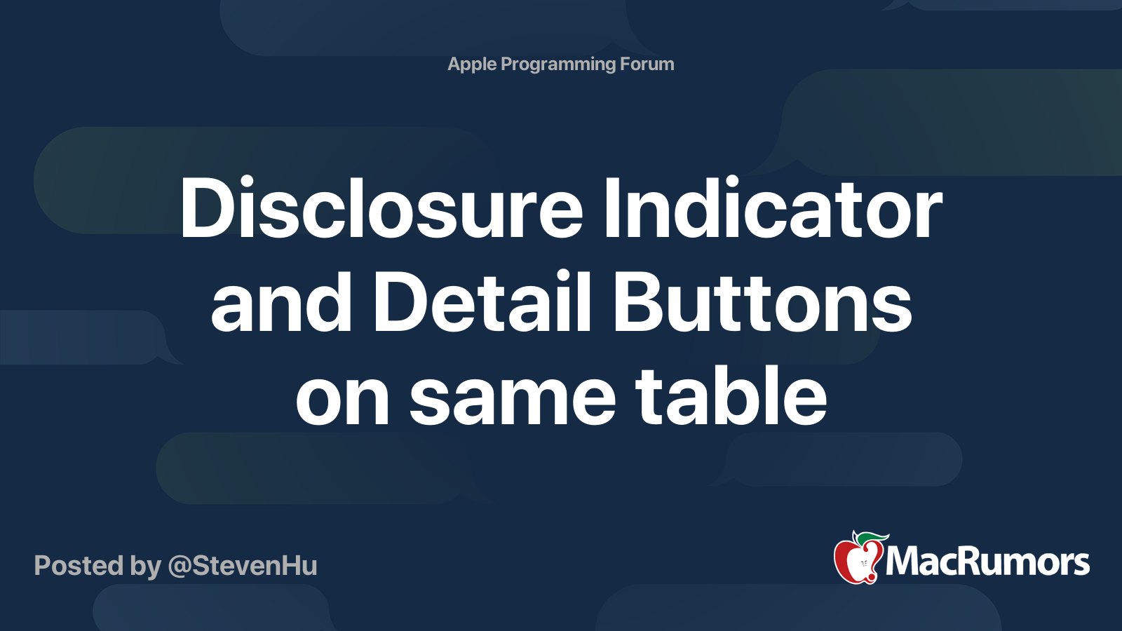 Disclosure Indicator and Detail Buttons on same table | MacRumors Forums