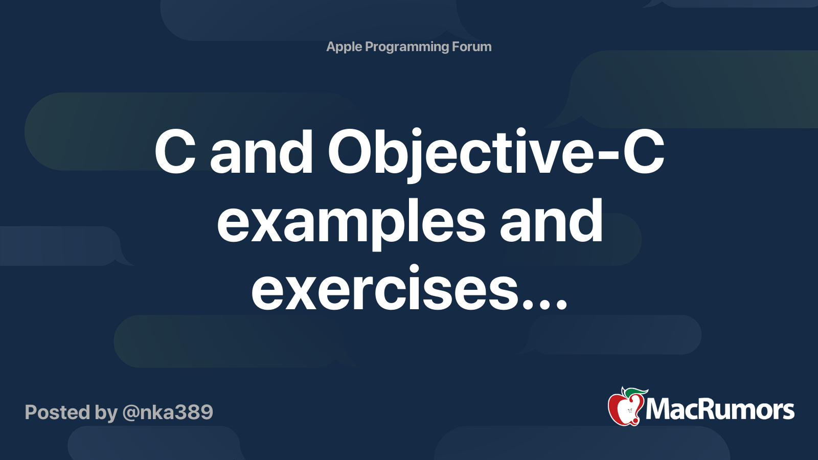 C and Objective-C examples and exercises... | MacRumors Forums