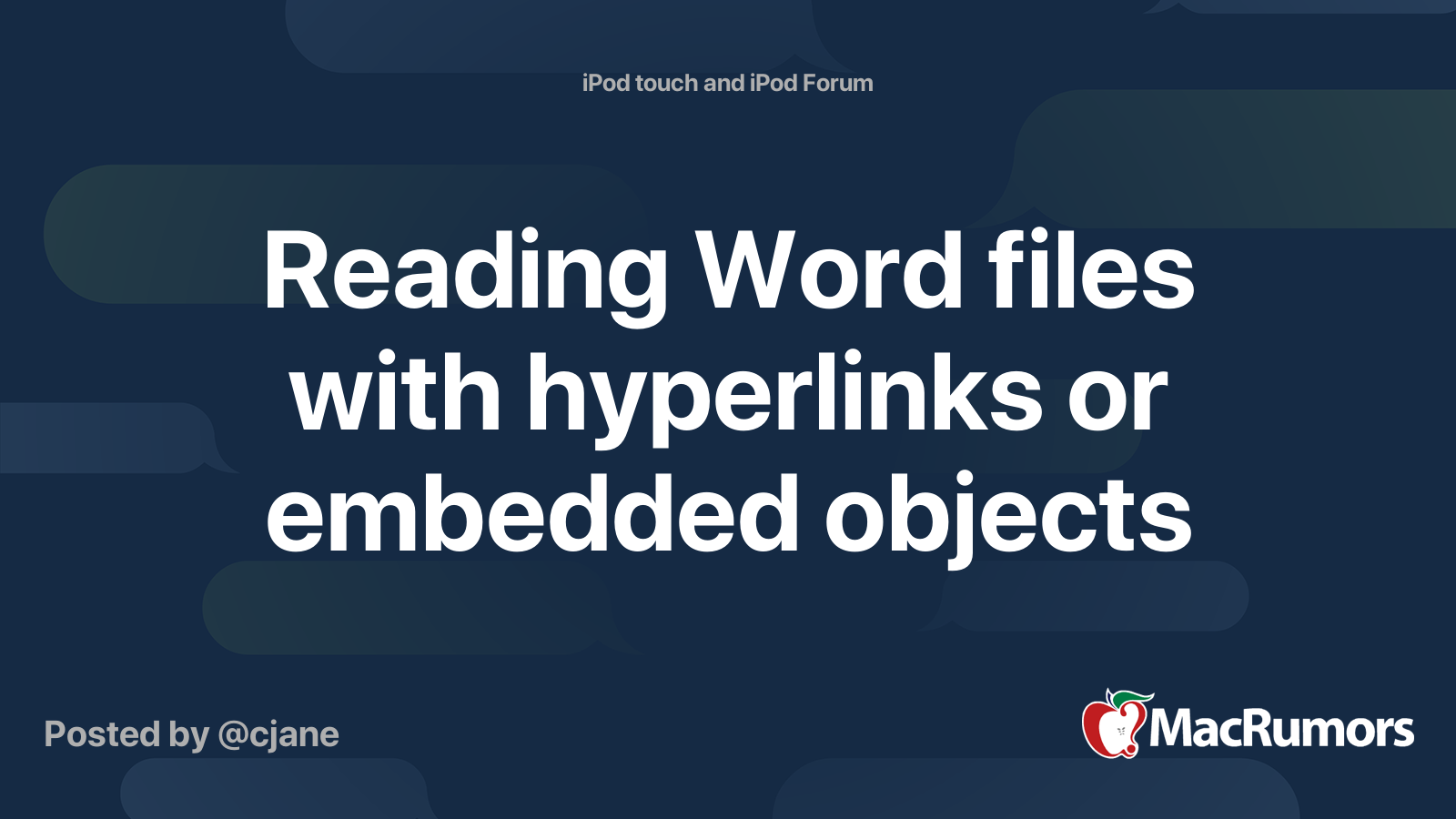 Reading Word files with hyperlinks or embedded objects | MacRumors Forums