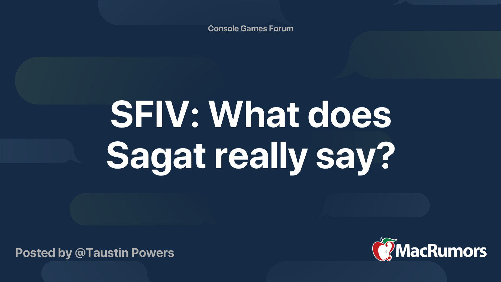 SFIV: What does Sagat really say? | MacRumors Forums