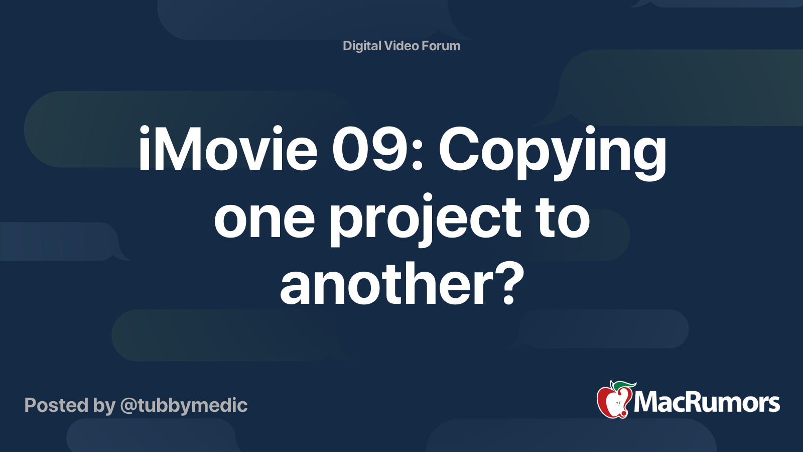 iMovie 09: Copying one project to another? | MacRumors Forums