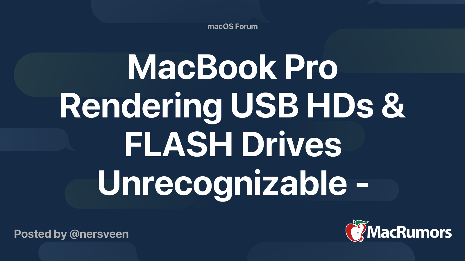 MacBook Pro Rendering USB HDs & FLASH Drives Unrecognizable - Permanently | MacRumors Forums