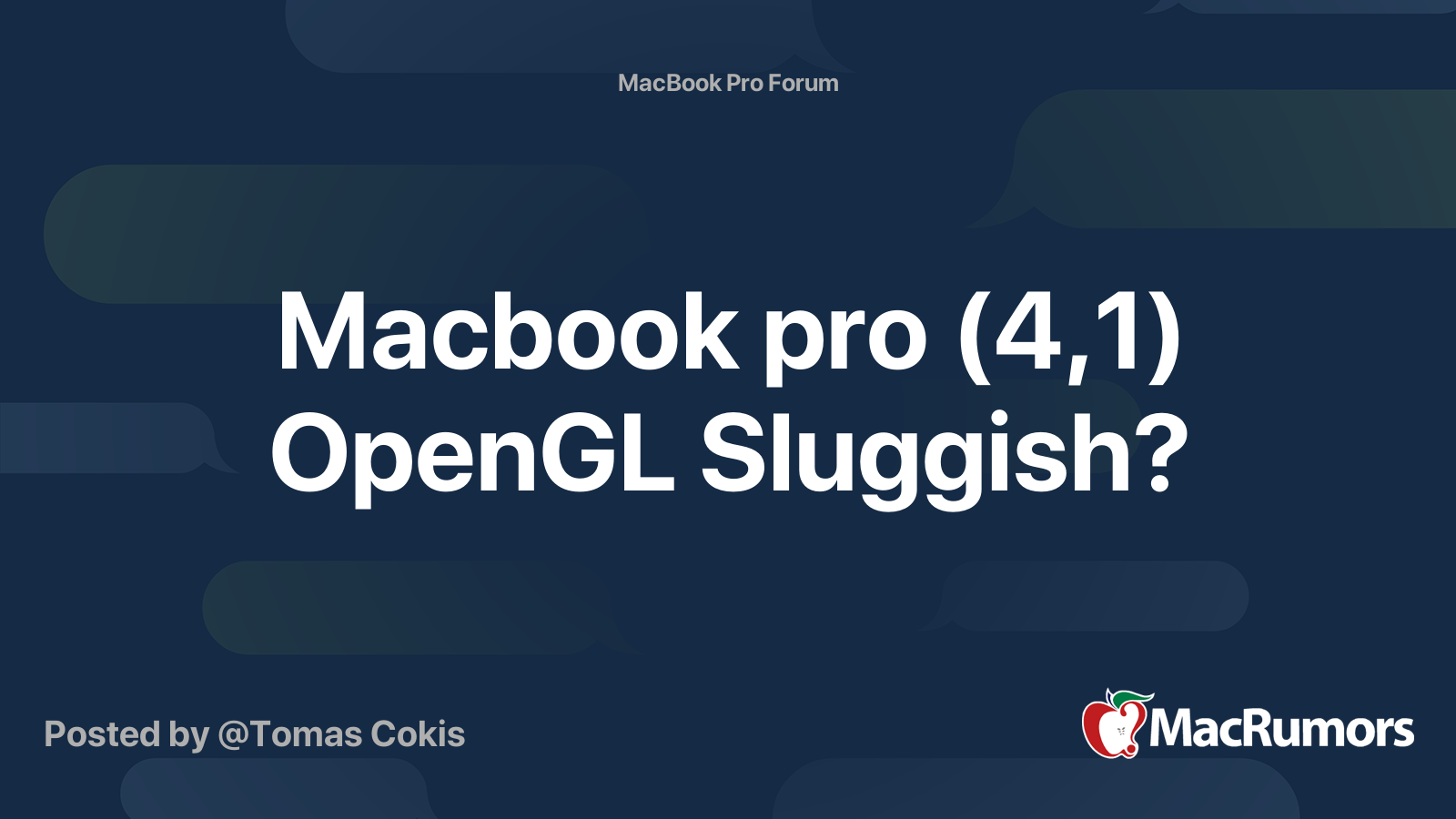 Macbook pro (4,1) OpenGL Sluggish? | MacRumors Forums
