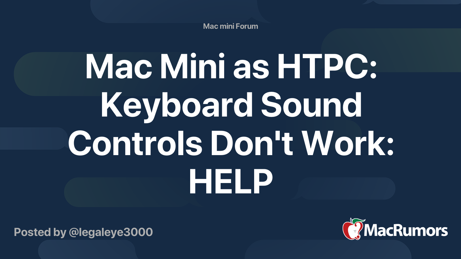 Mac Mini as HTPC: Keyboard Sound Controls Don't Work: HELP | MacRumors ...