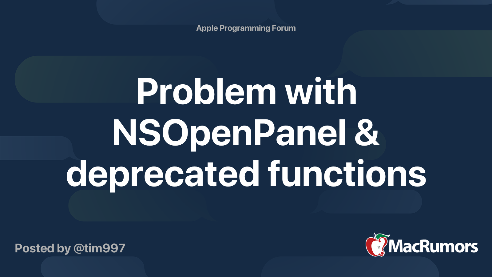 Problem With Nsopenpanel And Deprecated Functions Macrumors Forums 