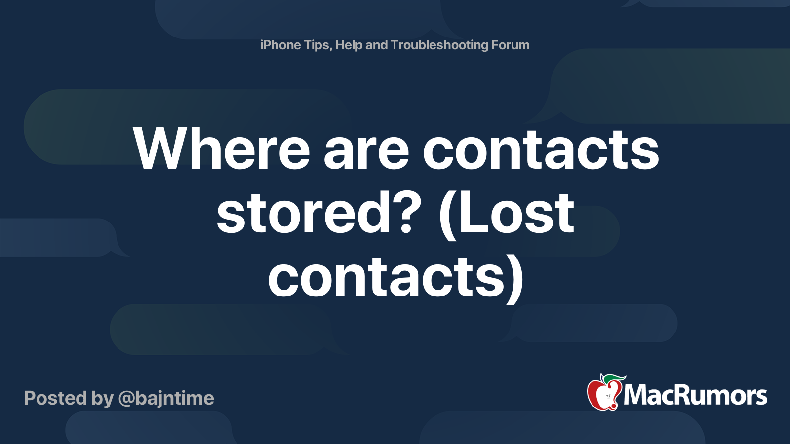 Where are contacts stored? (Lost contacts) | MacRumors Forums