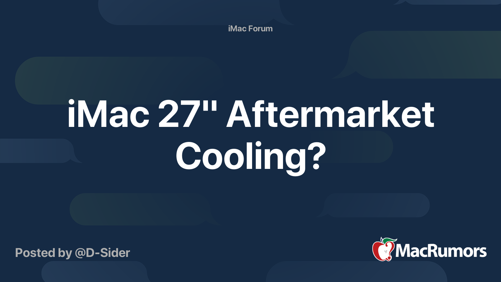 iMac 27" Aftermarket Cooling? | MacRumors Forums
