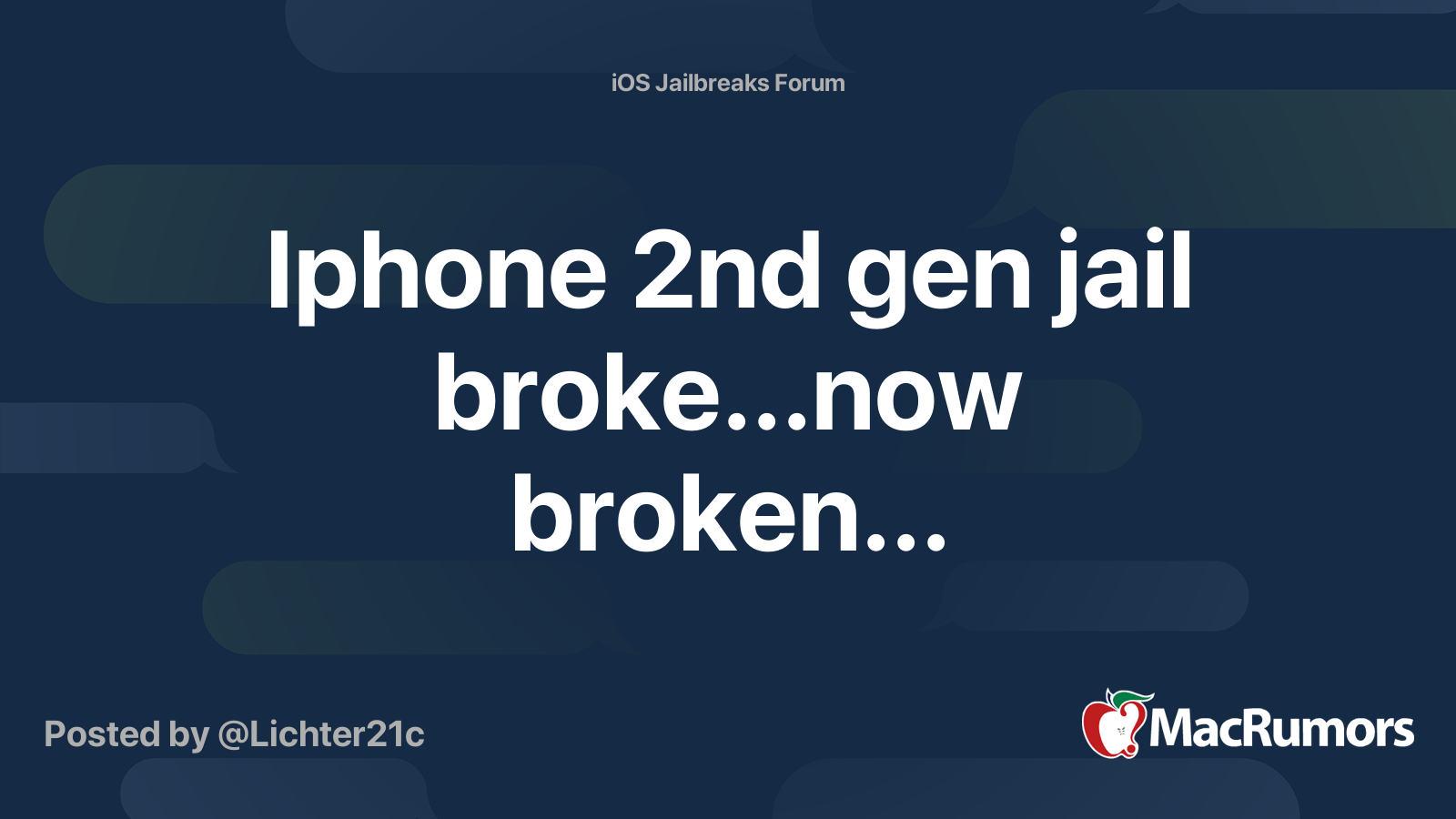 Iphone 2nd gen jail broke...now broken... | MacRumors Forums
