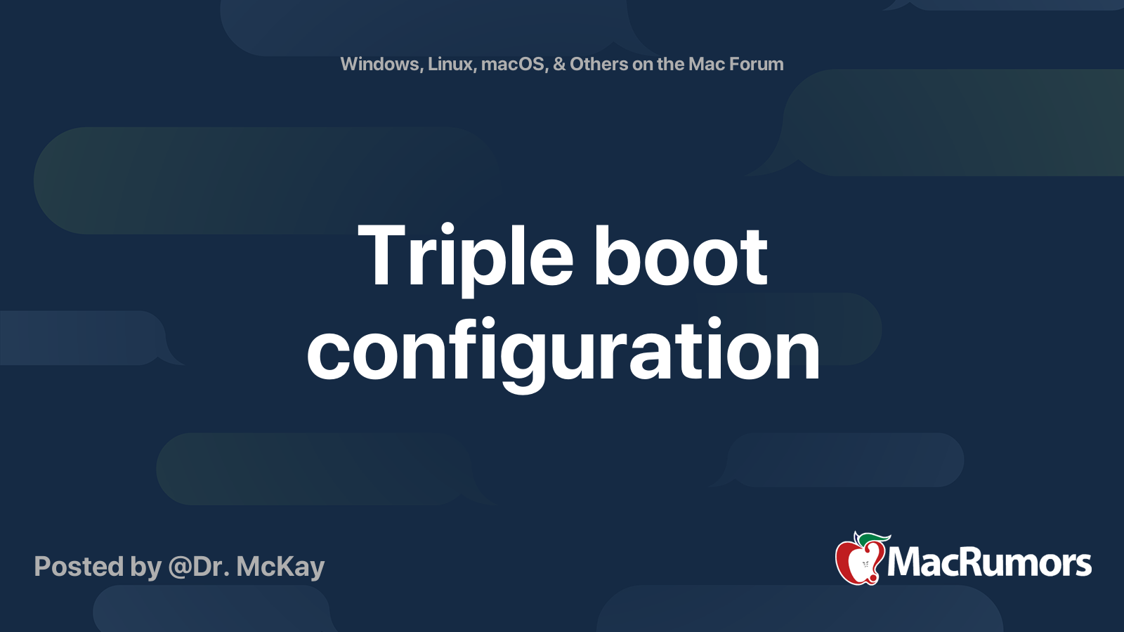 Triple boot configuration | MacRumors Forums