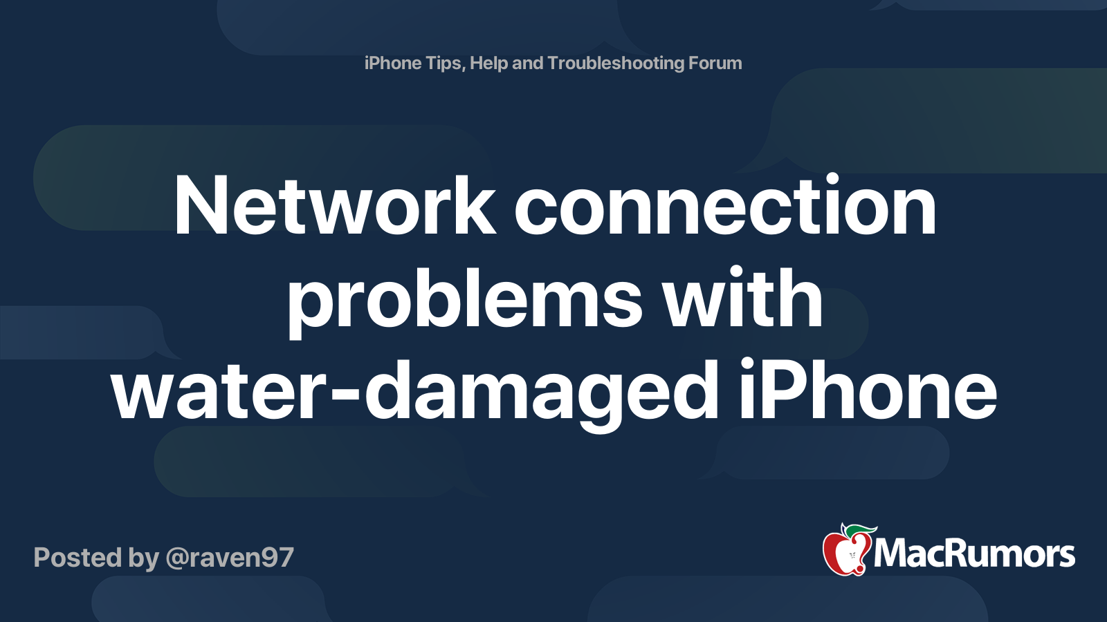 Network connection problems with water-damaged iPhone | MacRumors Forums