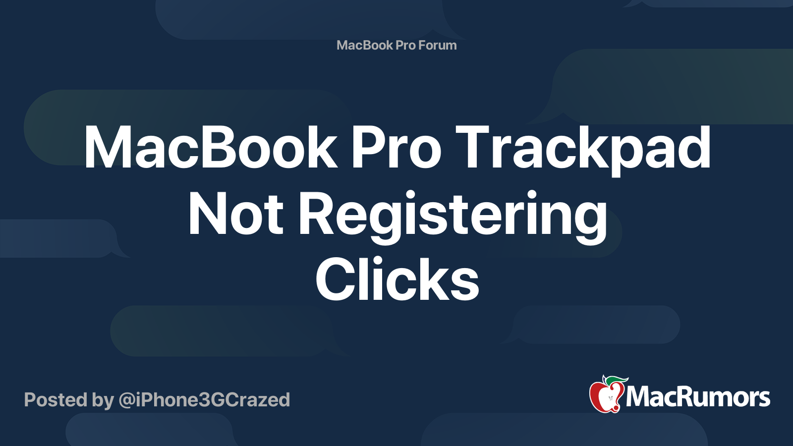 MacBook Pro Trackpad Not Registering Clicks | MacRumors Forums