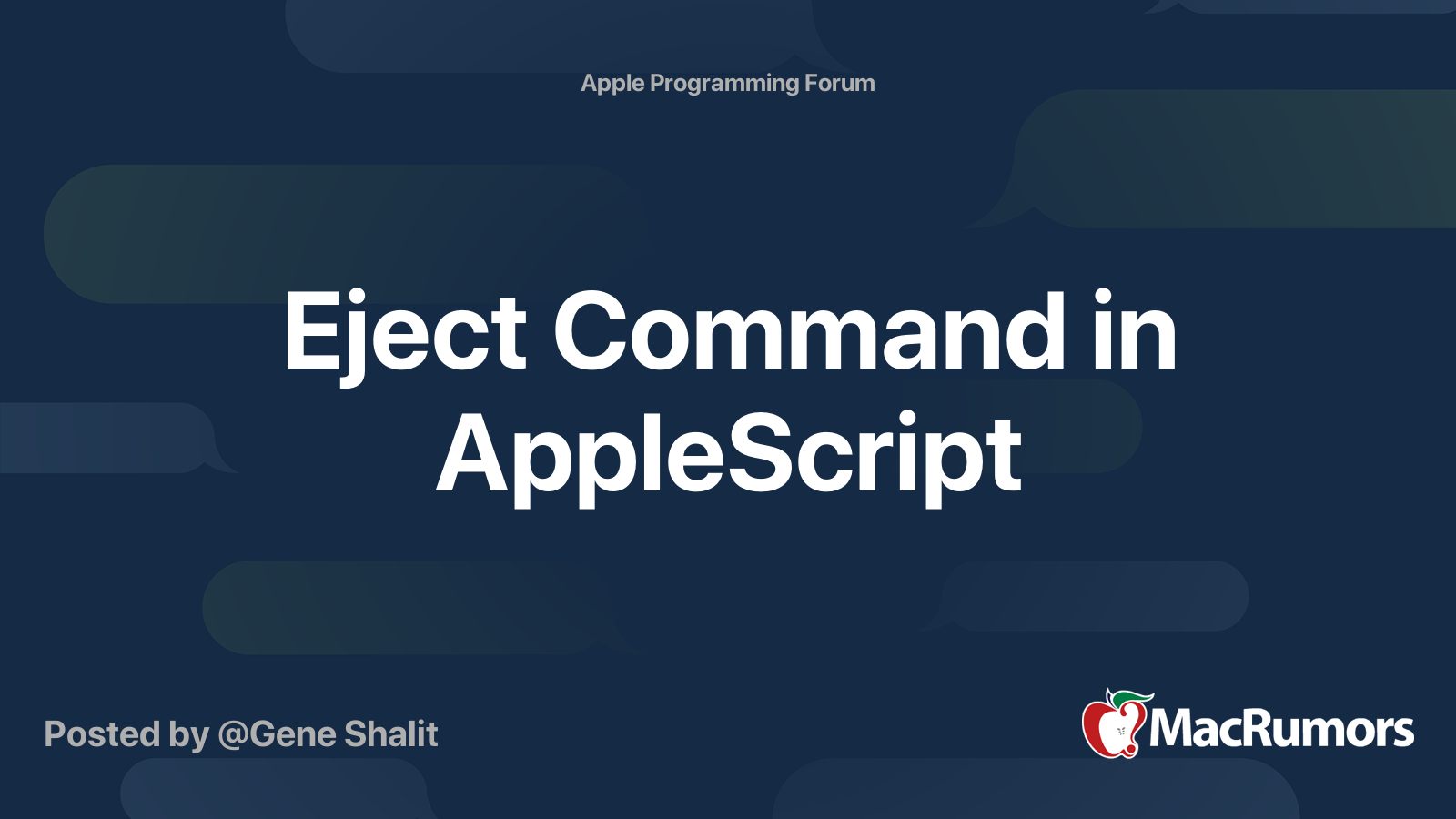 Eject Command In Applescript Macrumors Forums