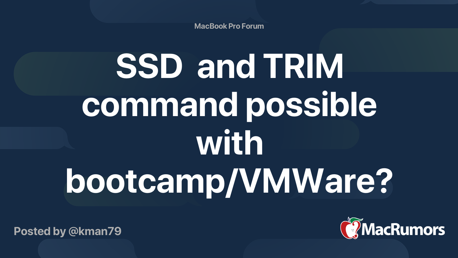 SSD and TRIM command possible with bootcamp/VMWare? | MacRumors Forums