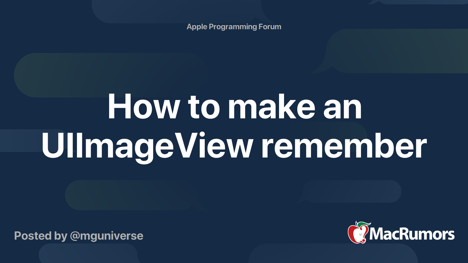How to make an UIImageView remember | MacRumors Forums