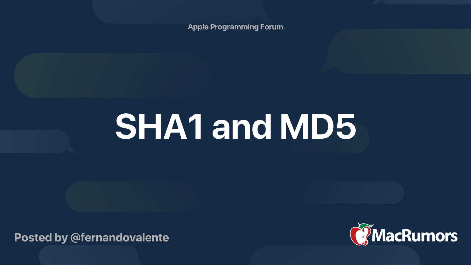 SHA1 and MD5 | MacRumors Forums