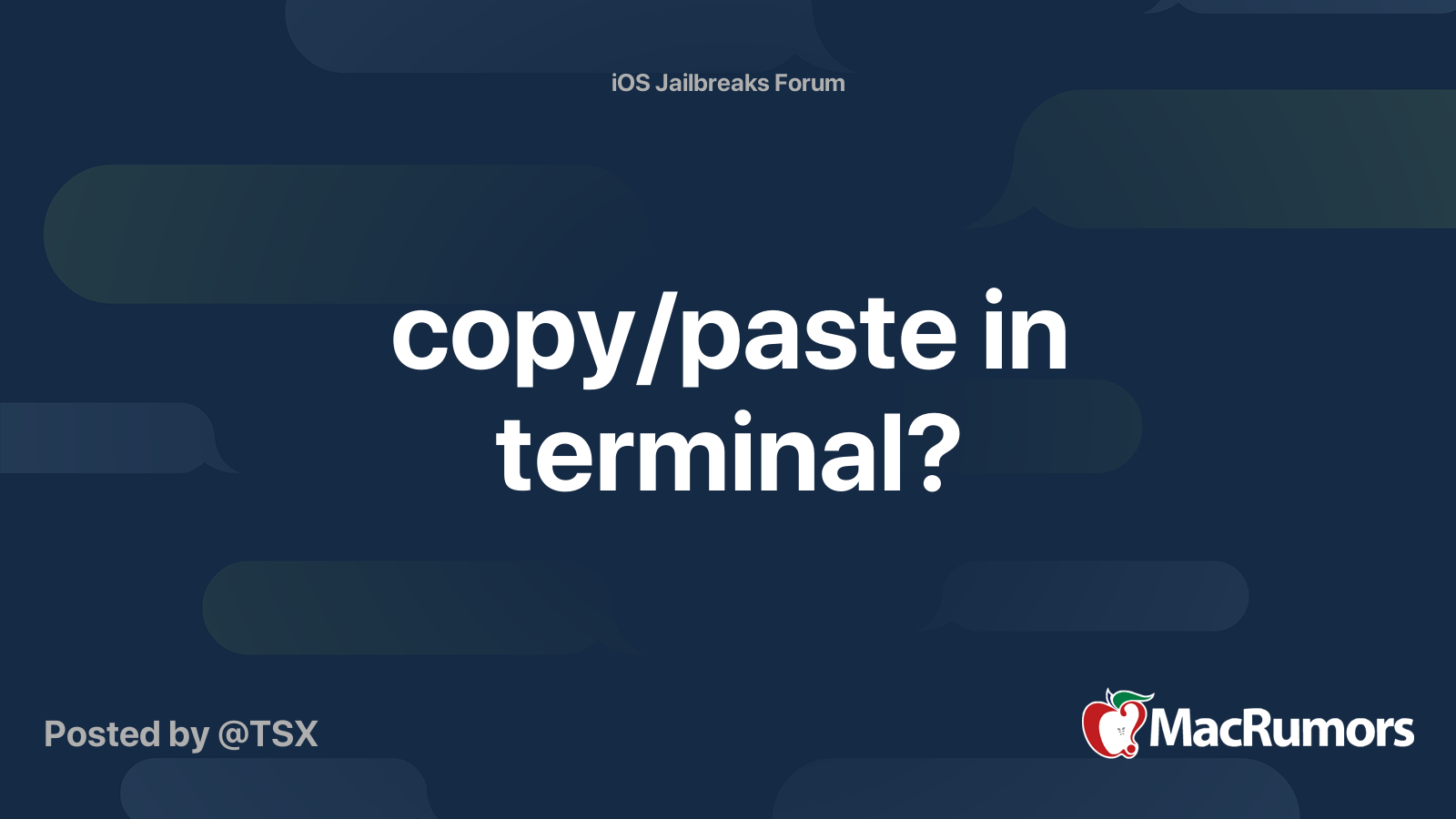copy/paste in terminal? | MacRumors Forums