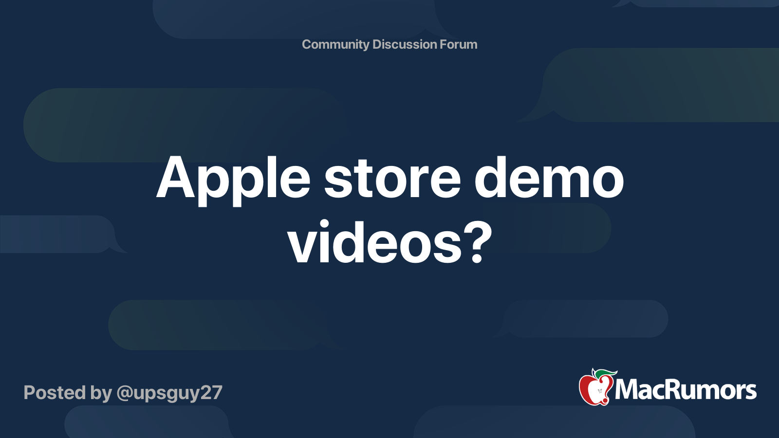 Apple store demo videos? | MacRumors Forums