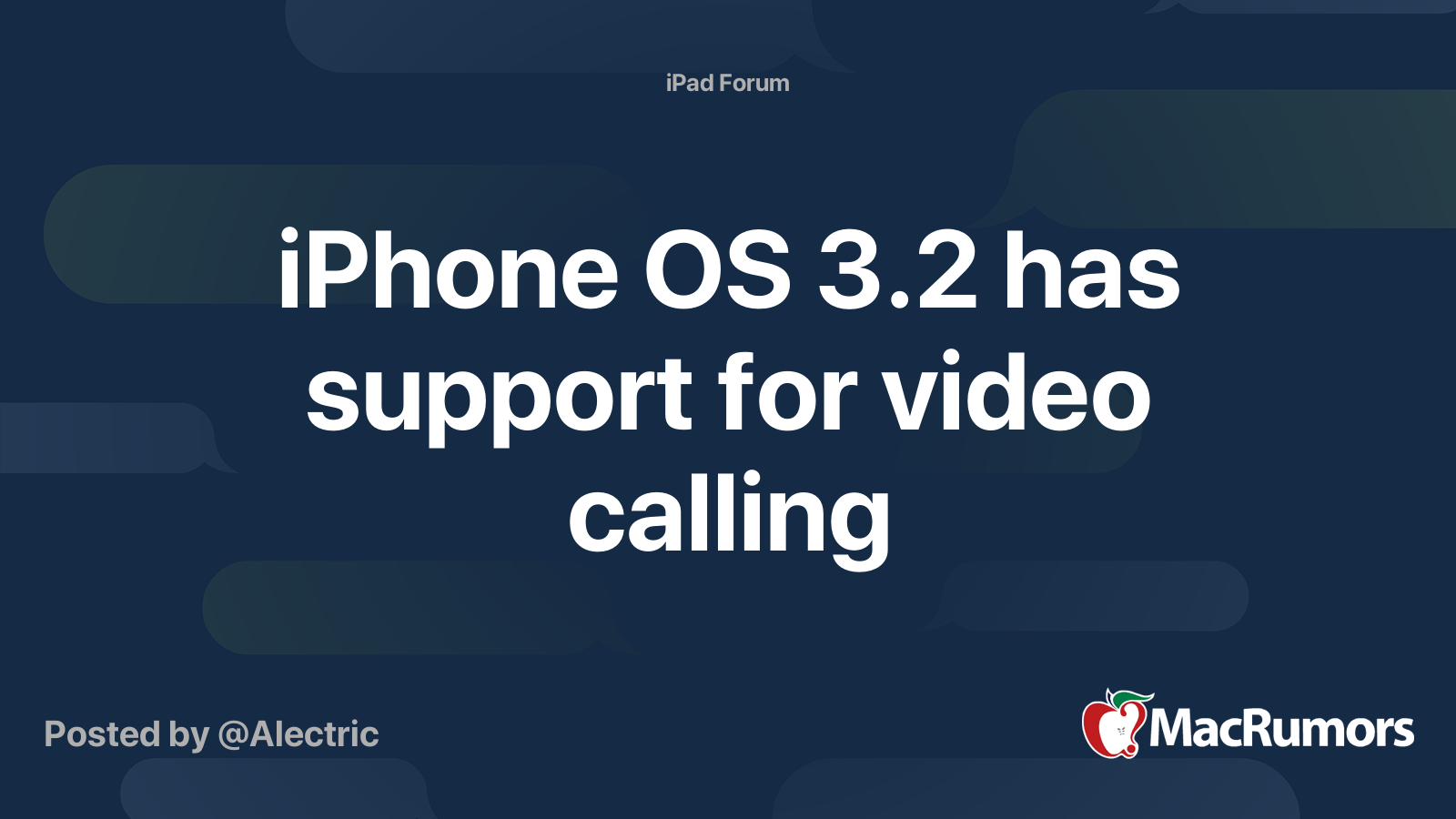 iPhone OS 3.2 has support for video calling | MacRumors Forums
