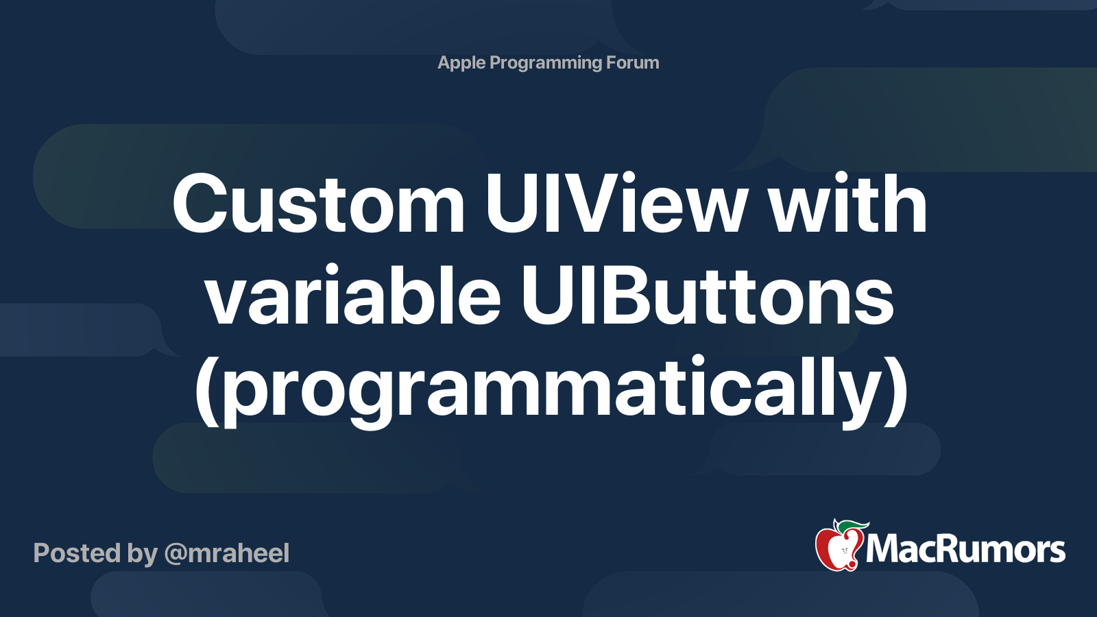 Custom UIView with variable UIButtons (programmatically) | MacRumors Forums