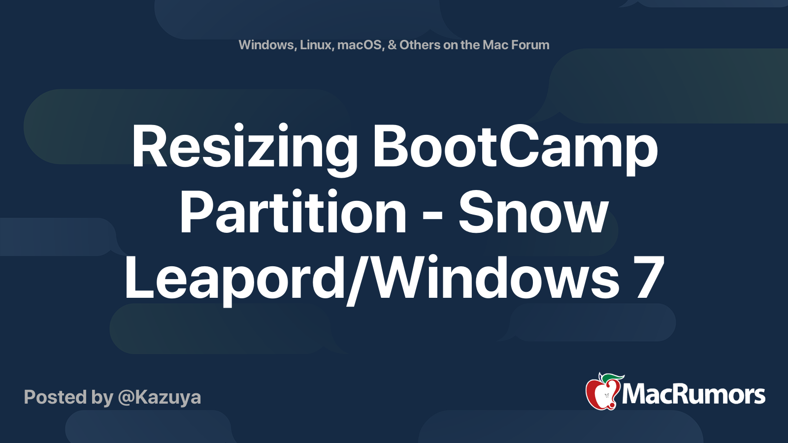 Resizing BootCamp Partition - Snow Leapord/Windows 7 | MacRumors Forums