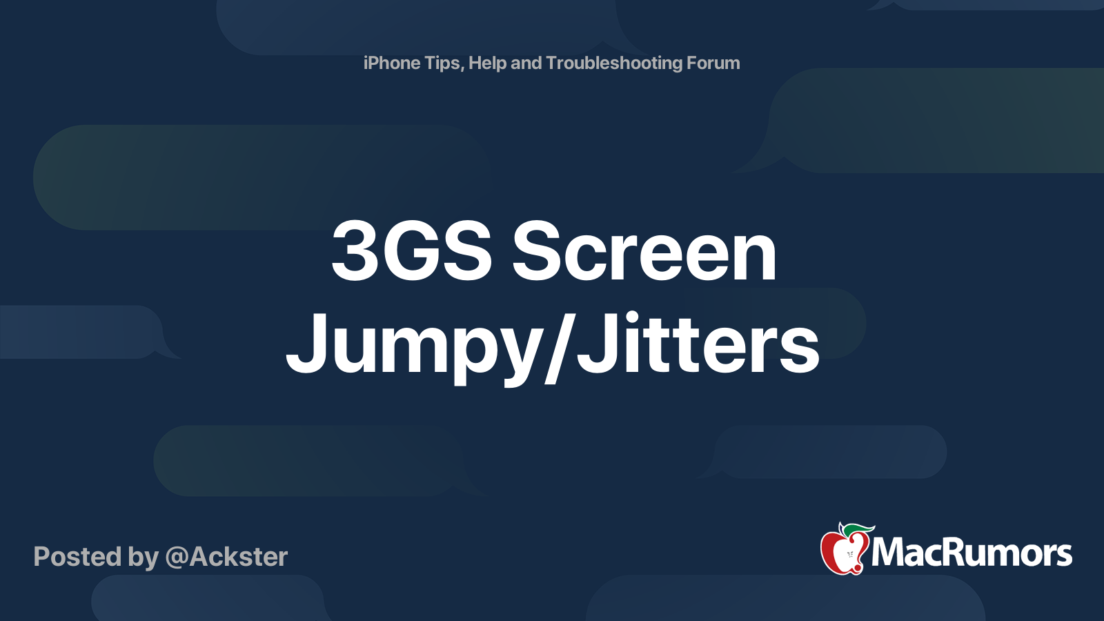 3GS Screen Jumpy/Jitters | MacRumors Forums